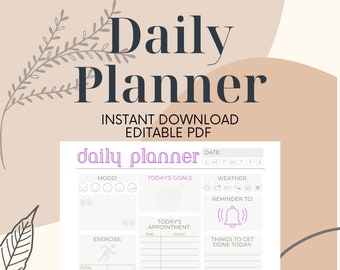 Editable Weekly Planner Worksheet | Printable Planner PDF ...