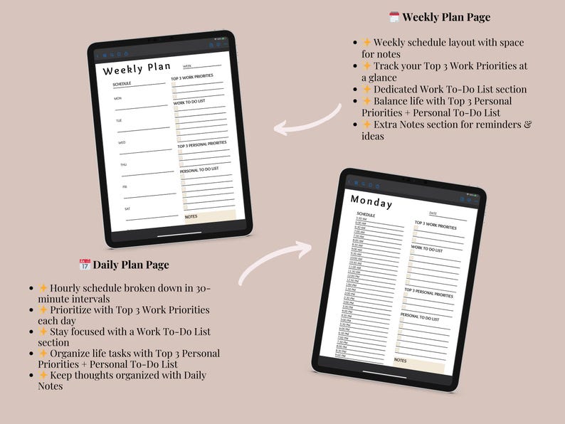 Editable Work From Home Planner Canva Template | Printable Productivity ...