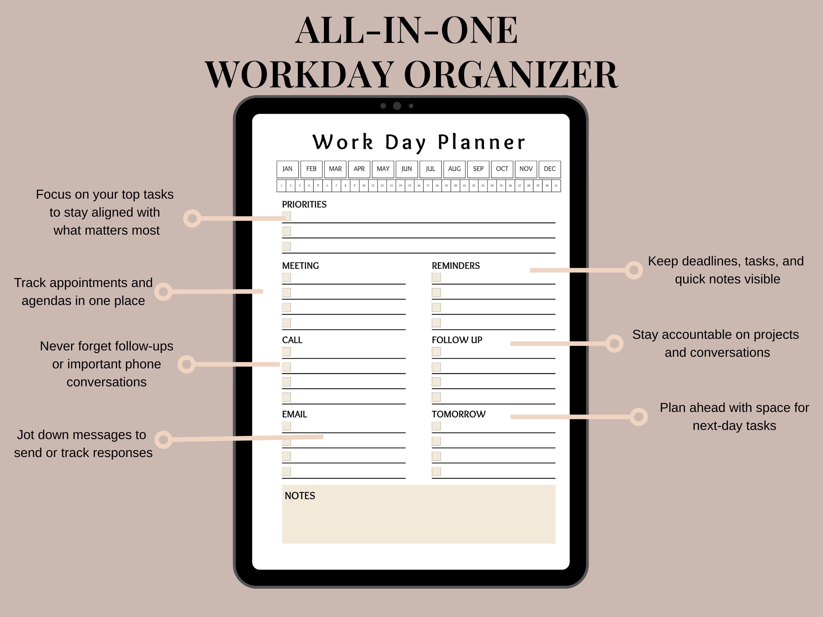 Editable Work From Home Planner Canva Template | Printable Productivity ...