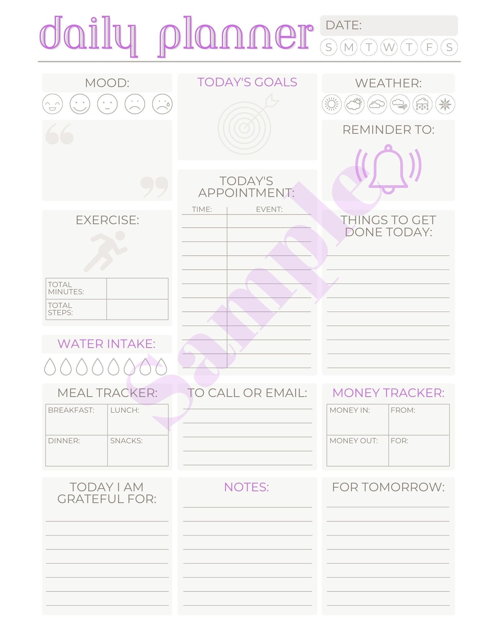 Editable Daily Planner Worksheet | Printable Planner PDF | Productivity ...