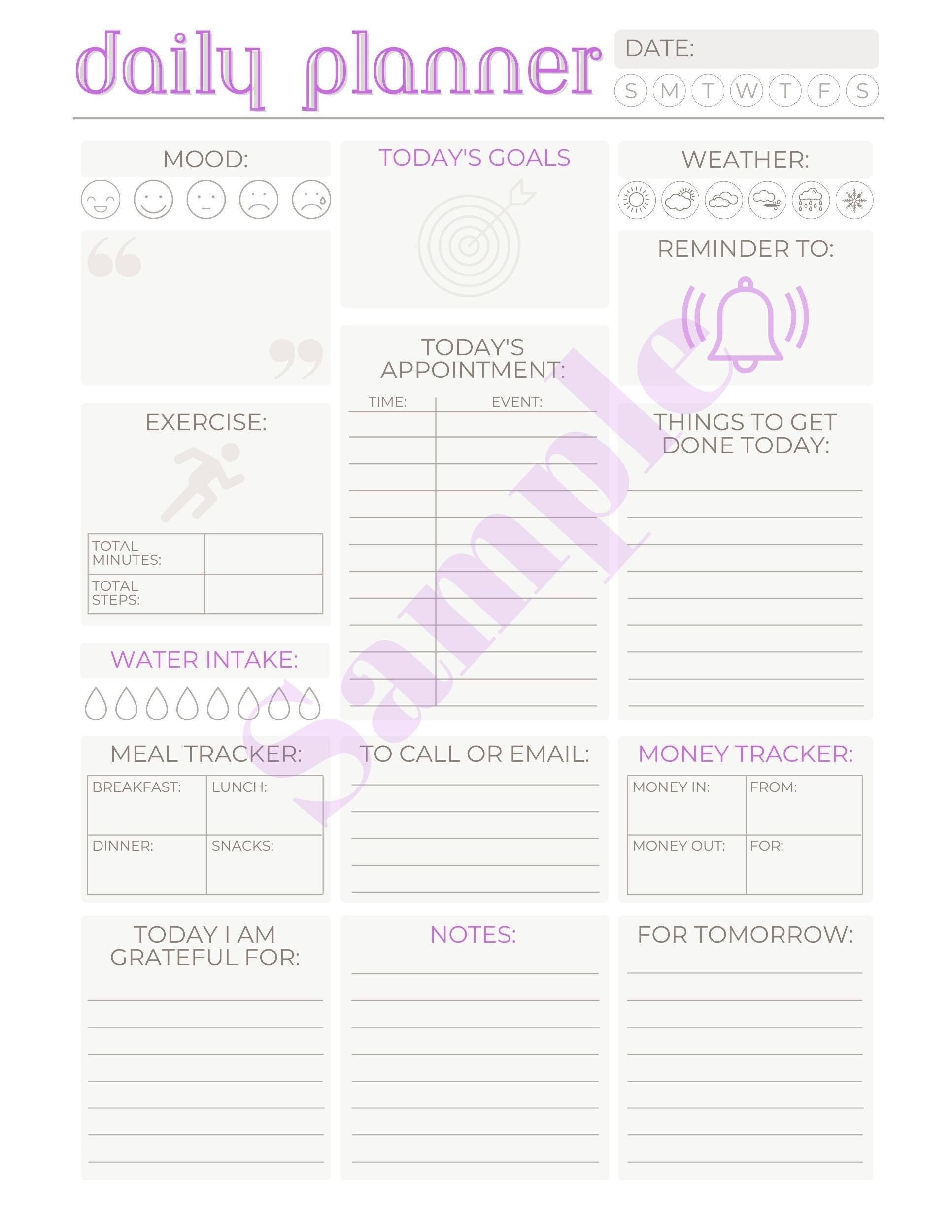 Editable Daily Planner Worksheet | Printable Planner PDF | Productivity ...