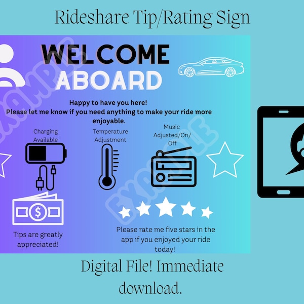Rideshare Sign - Etsy