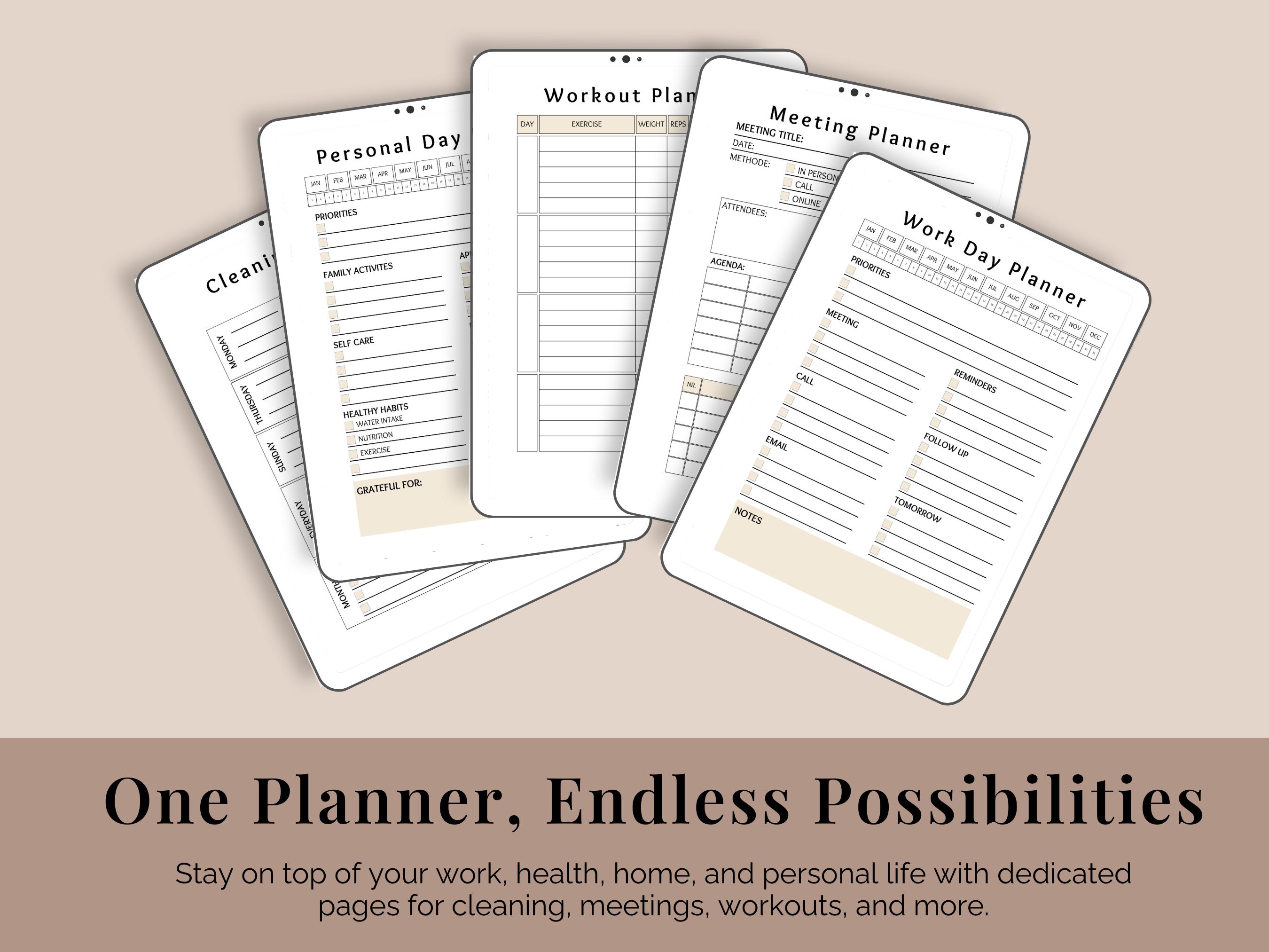 Editable Work From Home Planner Canva Template | Printable Productivity ...