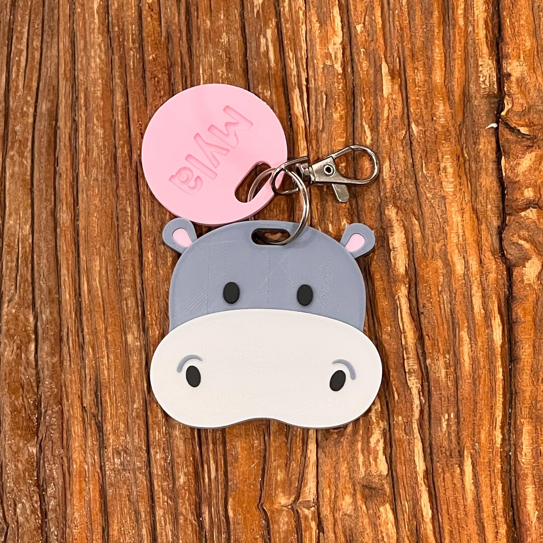 Personalised Hippo Bag Tag for Kids Bag Tag Daycare Bag Tag Name Tag ...