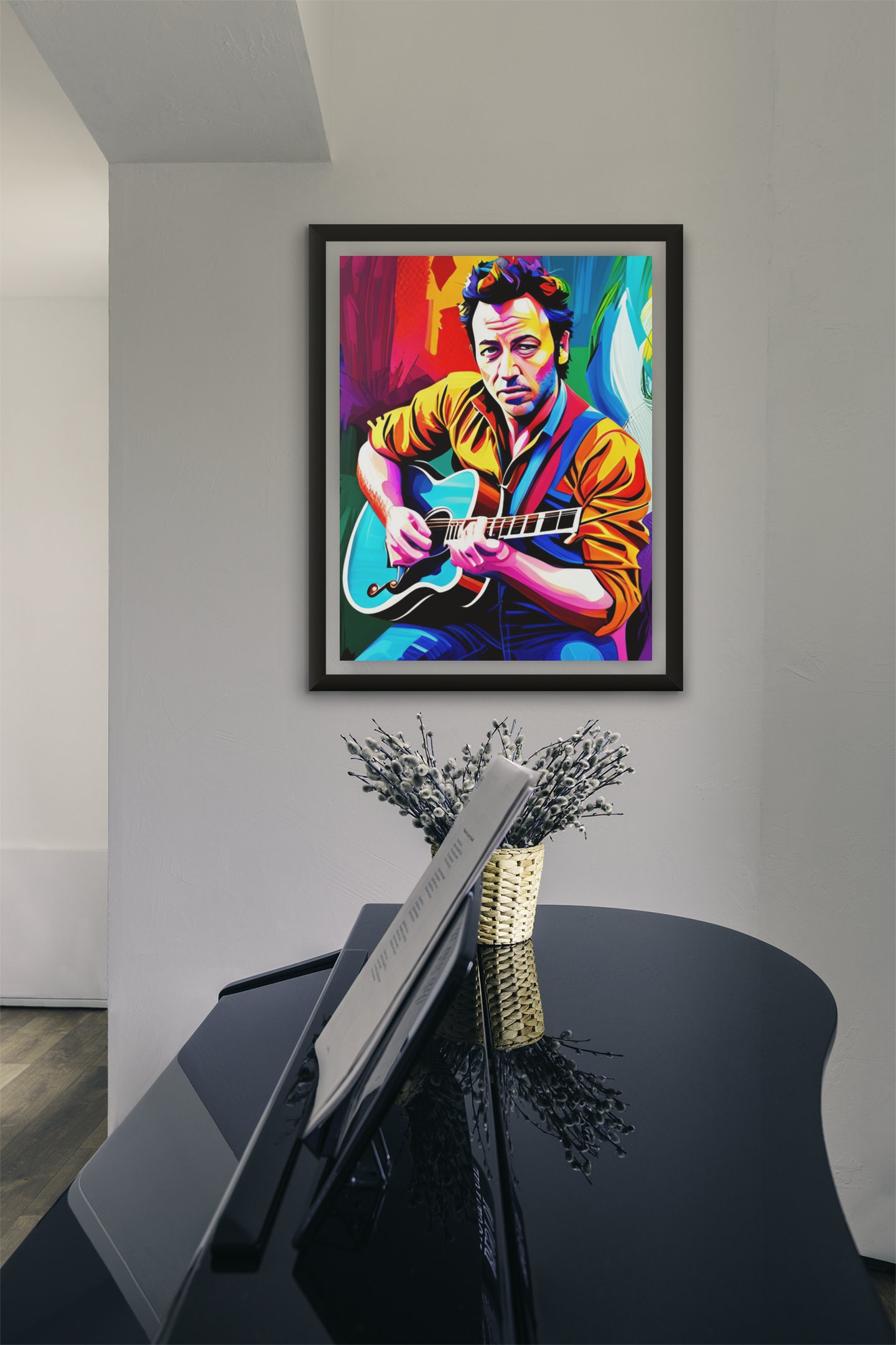 Bruce Springsteen Pop Art Print, Rock Legend Guitar, Iconic Musician Poster