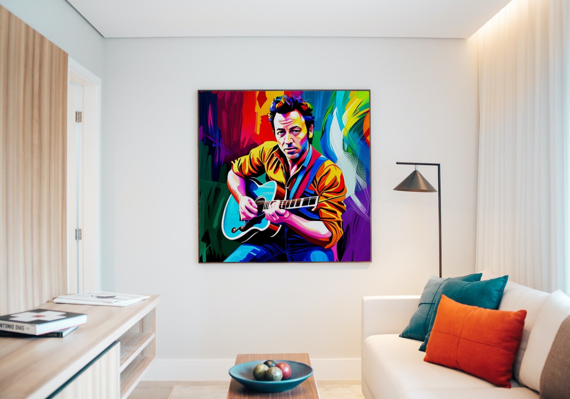 Bruce Springsteen Pop Art Print, Rock Legend Guitar, Iconic Musician Poster