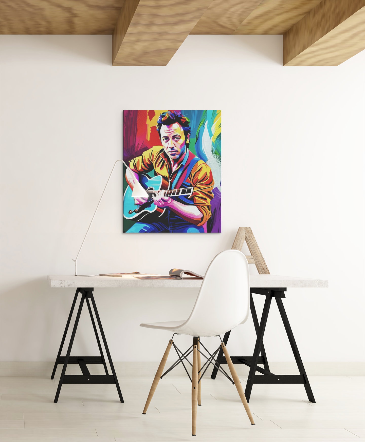 Bruce Springsteen Pop Art Print, Rock Legend Guitar, Iconic Musician Poster