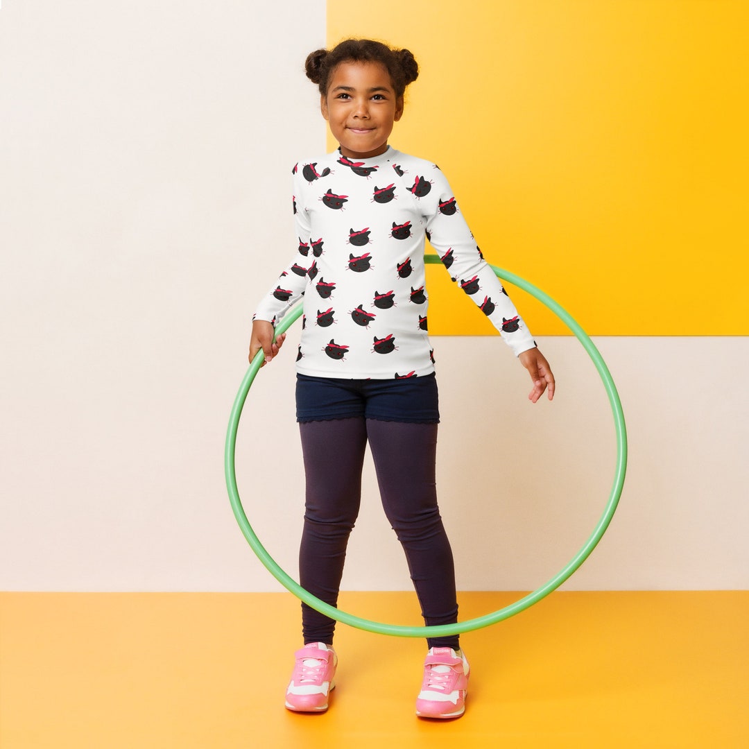 Cute Cat Rash Guard, Black Kitten Swim Shirt, Kitten-themed Sun ...