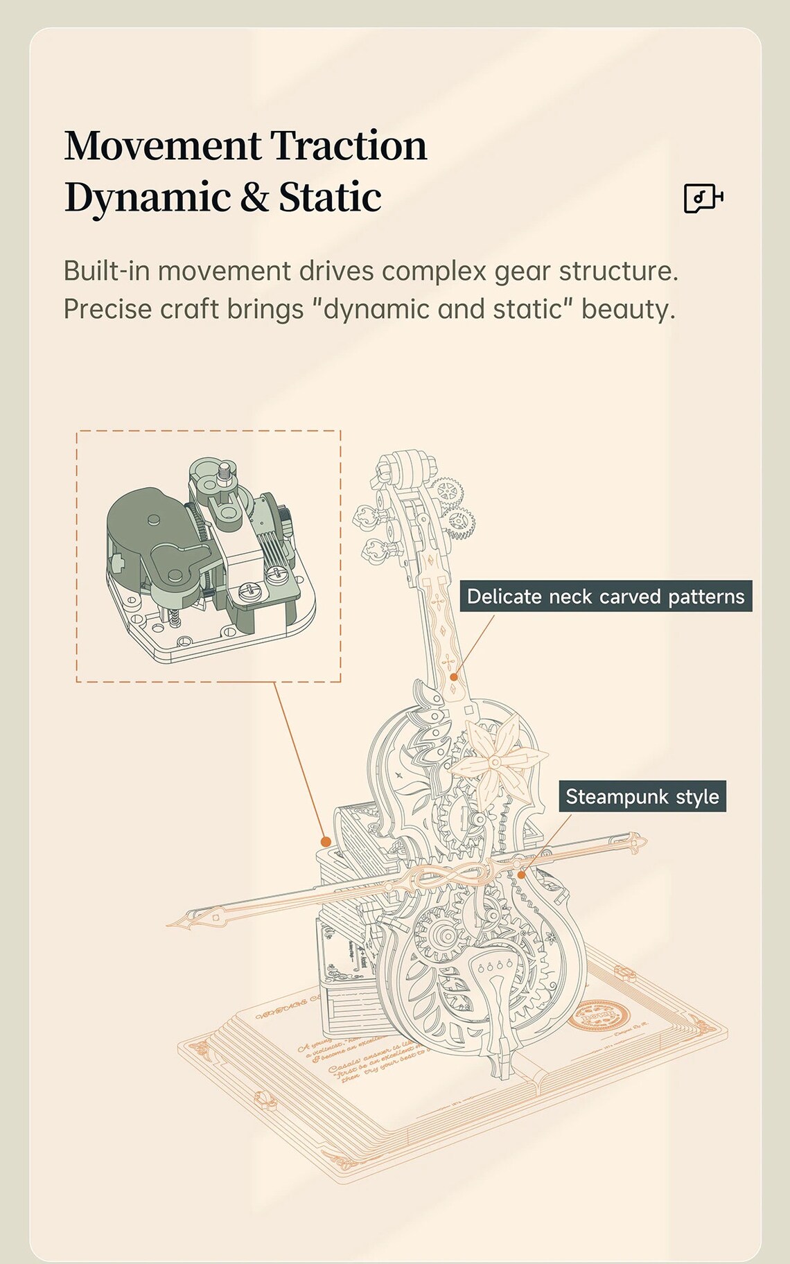 Magic Cello Mechanical Music Box Moveable Stem - Etsy
