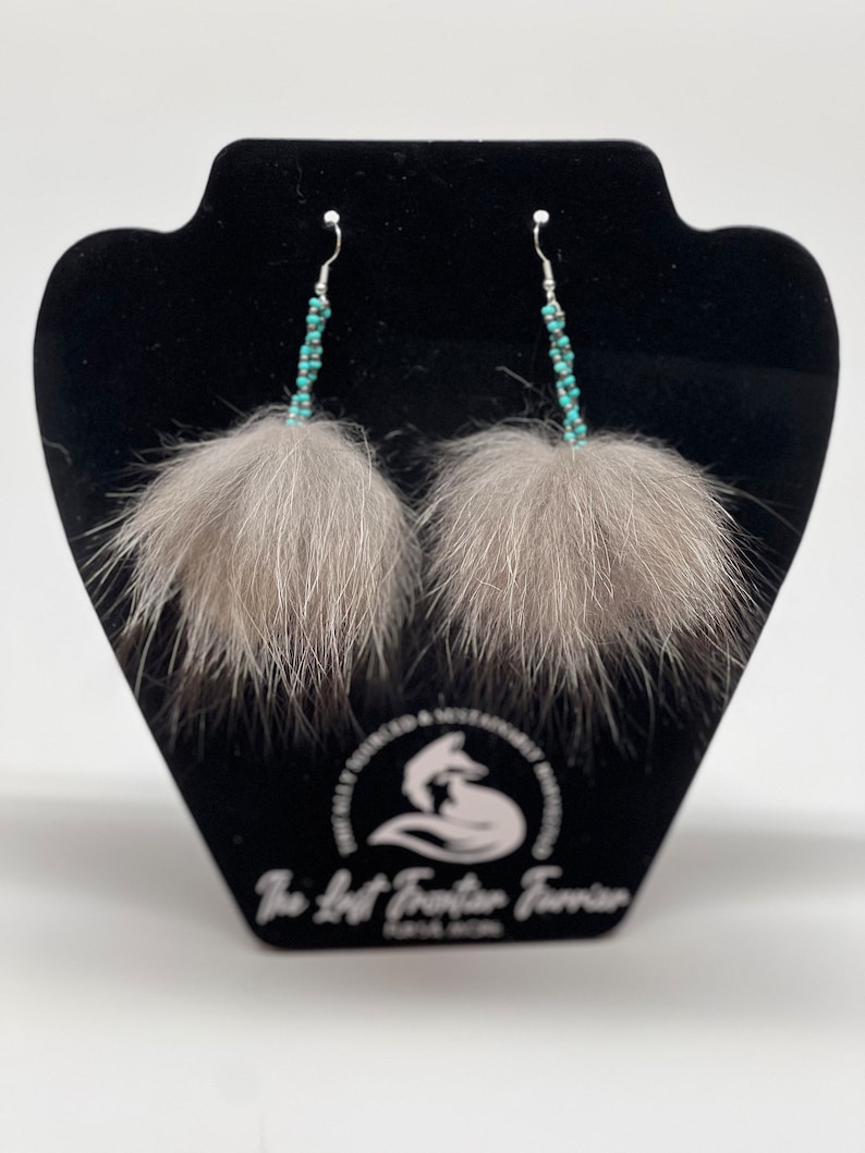 Hand-beaded Fox Fur Earrings – Alaskan Artisan Jewelry, Sterling Silver ...