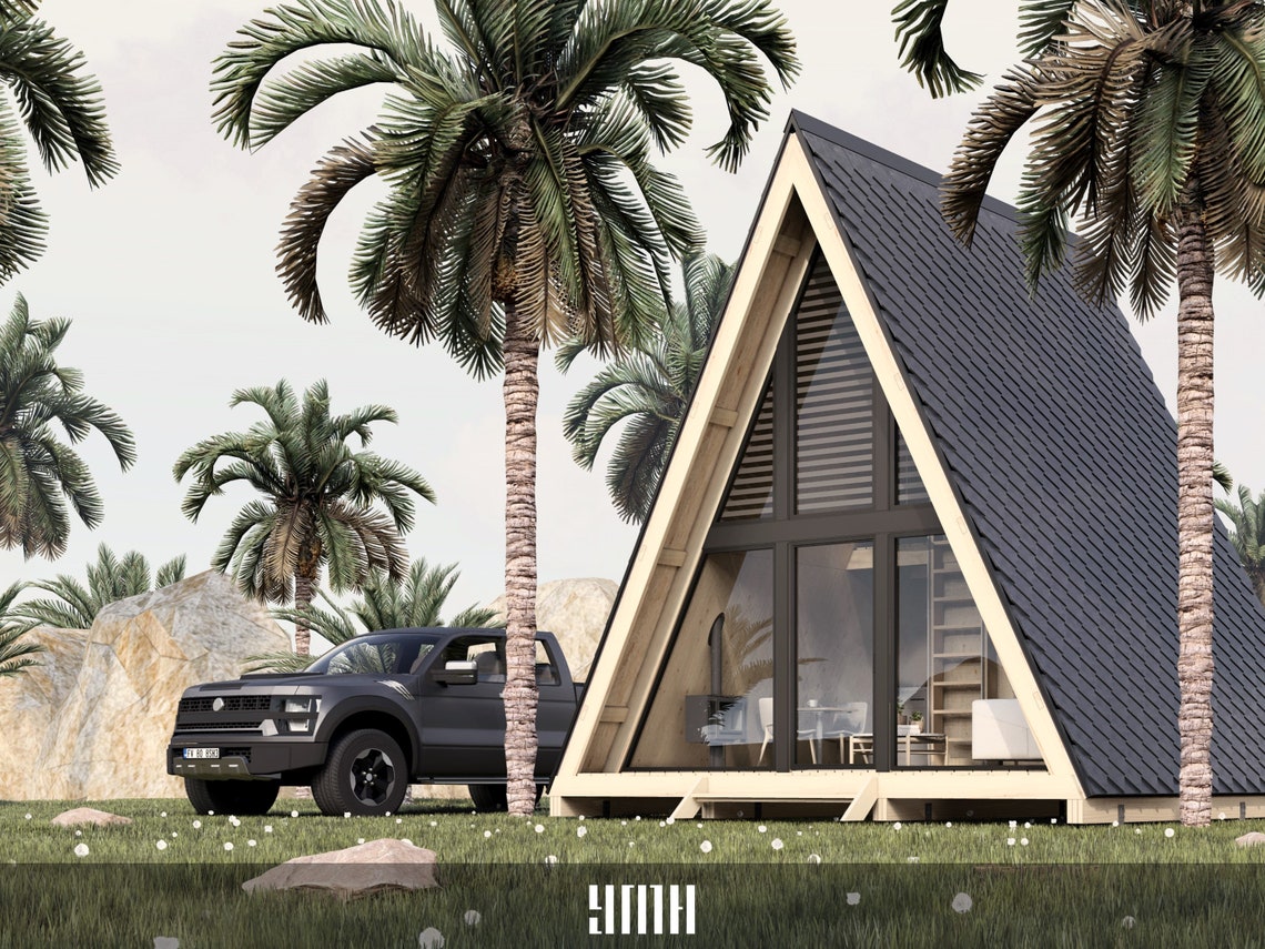 Triangular Tiny House, Two Storey , A Frame Cabin House, 1 Bed, 1 Bath ...