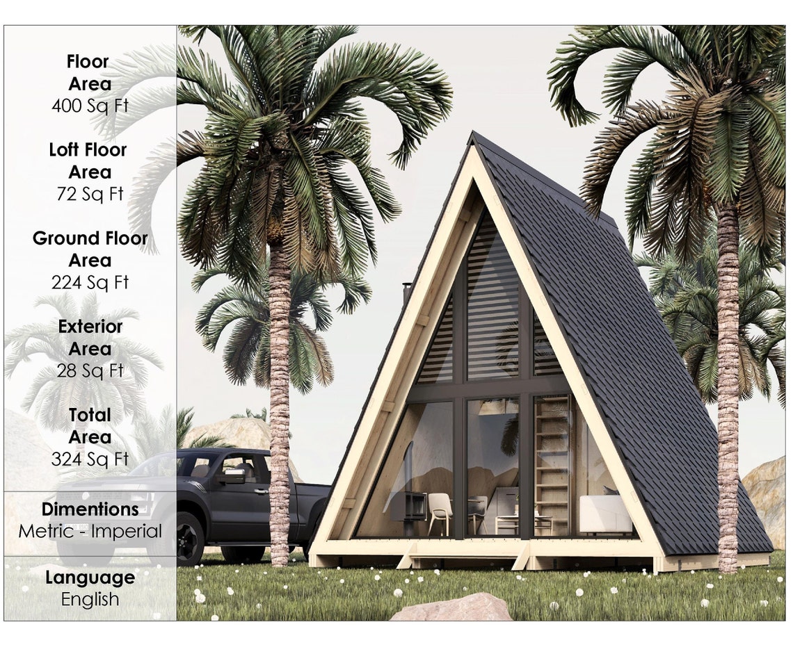 Triangular Tiny House, Two Storey , A Frame Cabin House, 1 Bed, 1 Bath ...