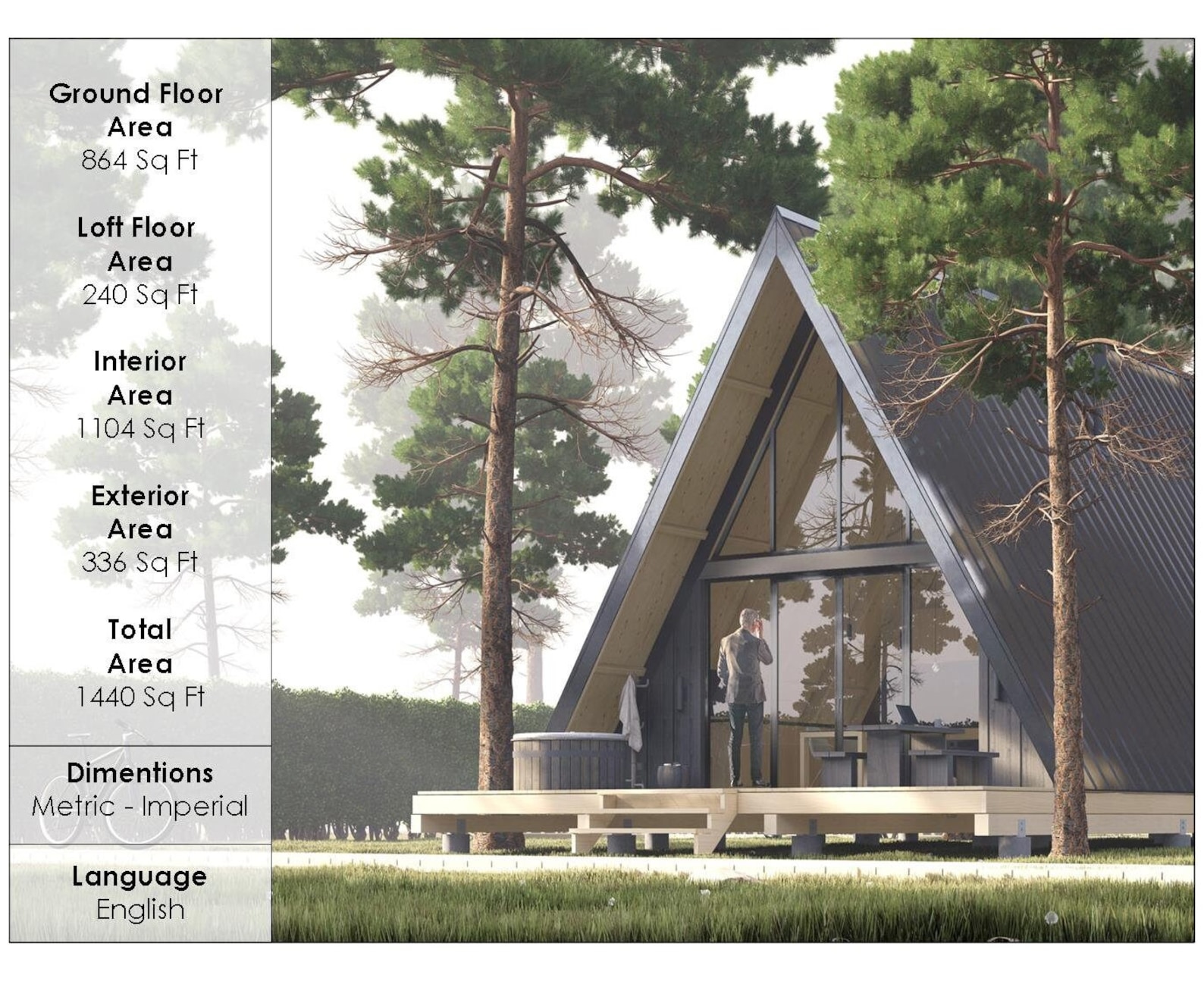 Large A-frame House Architectural Plans, Black Metal Facade (PDF) - Etsy