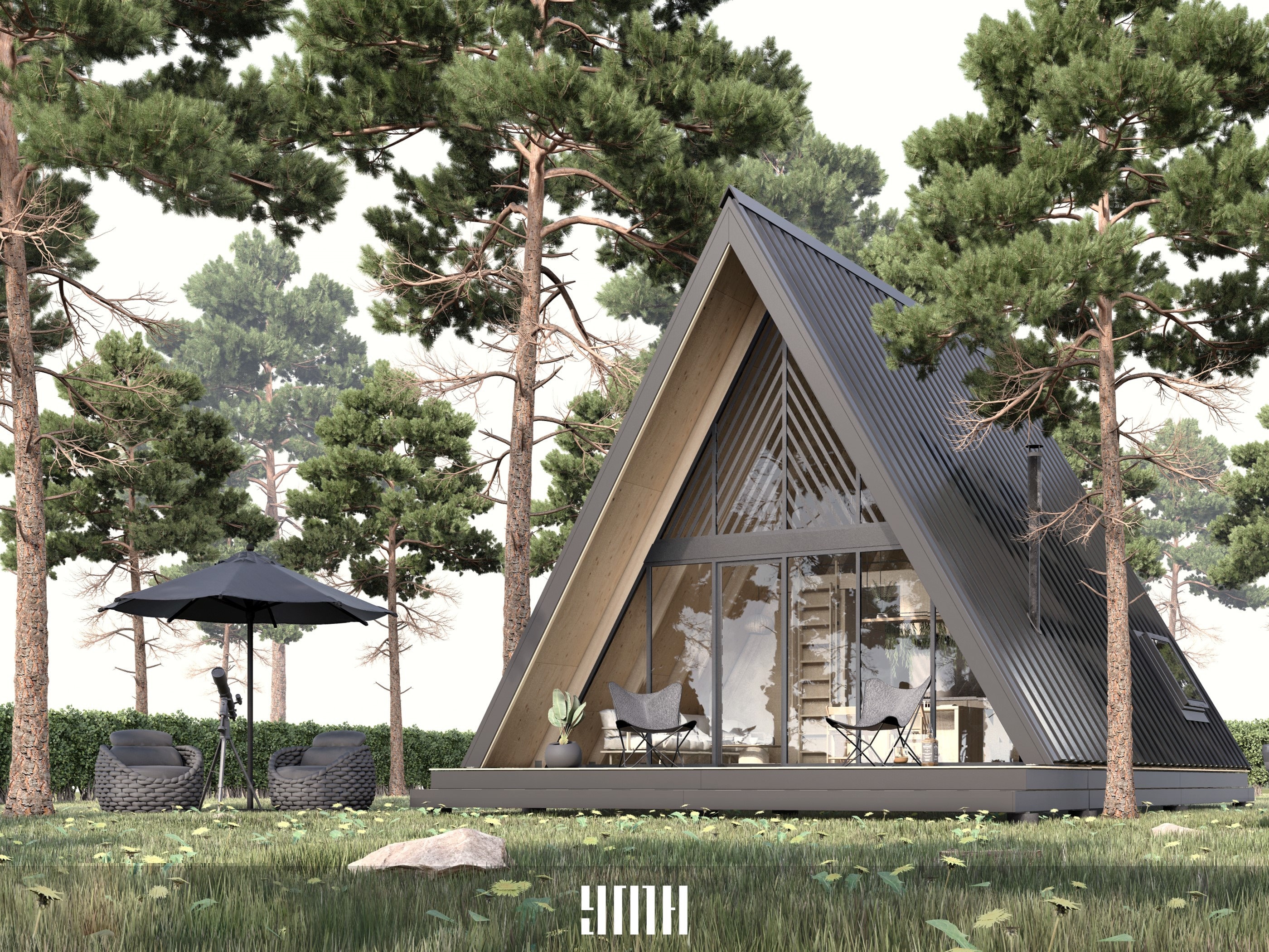 Mini A-frame House Architectural Plans, 2 Bedroom Cabin (PDF) - Etsy