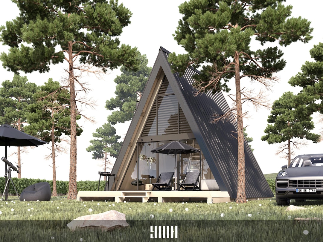 Tiny A-frame Cabin DIY Plan, Small A Frame House Blueprint, 1 Bed, 1 ...