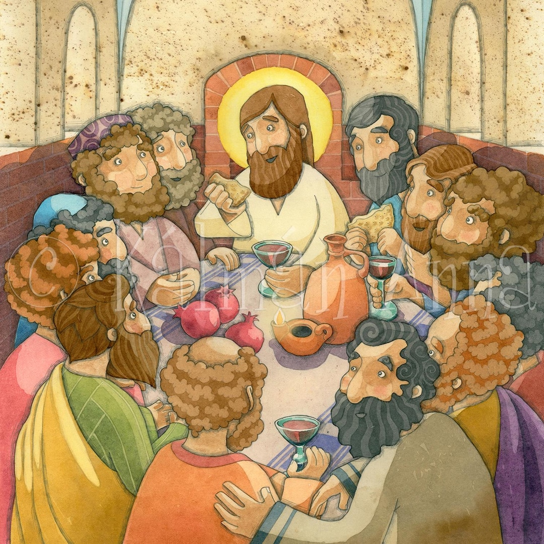 The Last Supper - Children's Bible Art Print, Christian Nursery Wall ...