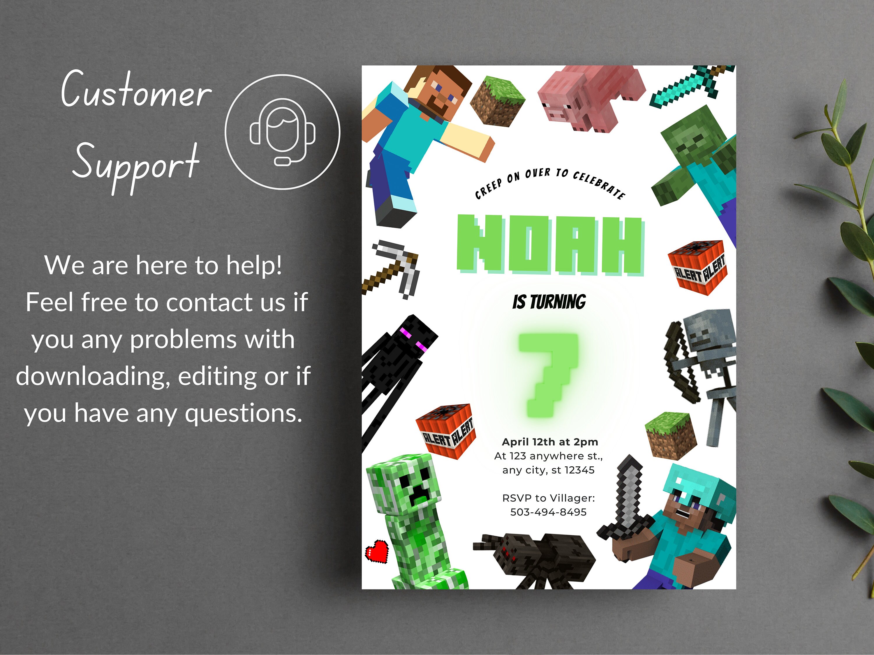 Minecrafter Birthday Invitation Minecraft Party Minecraft Birthday ...