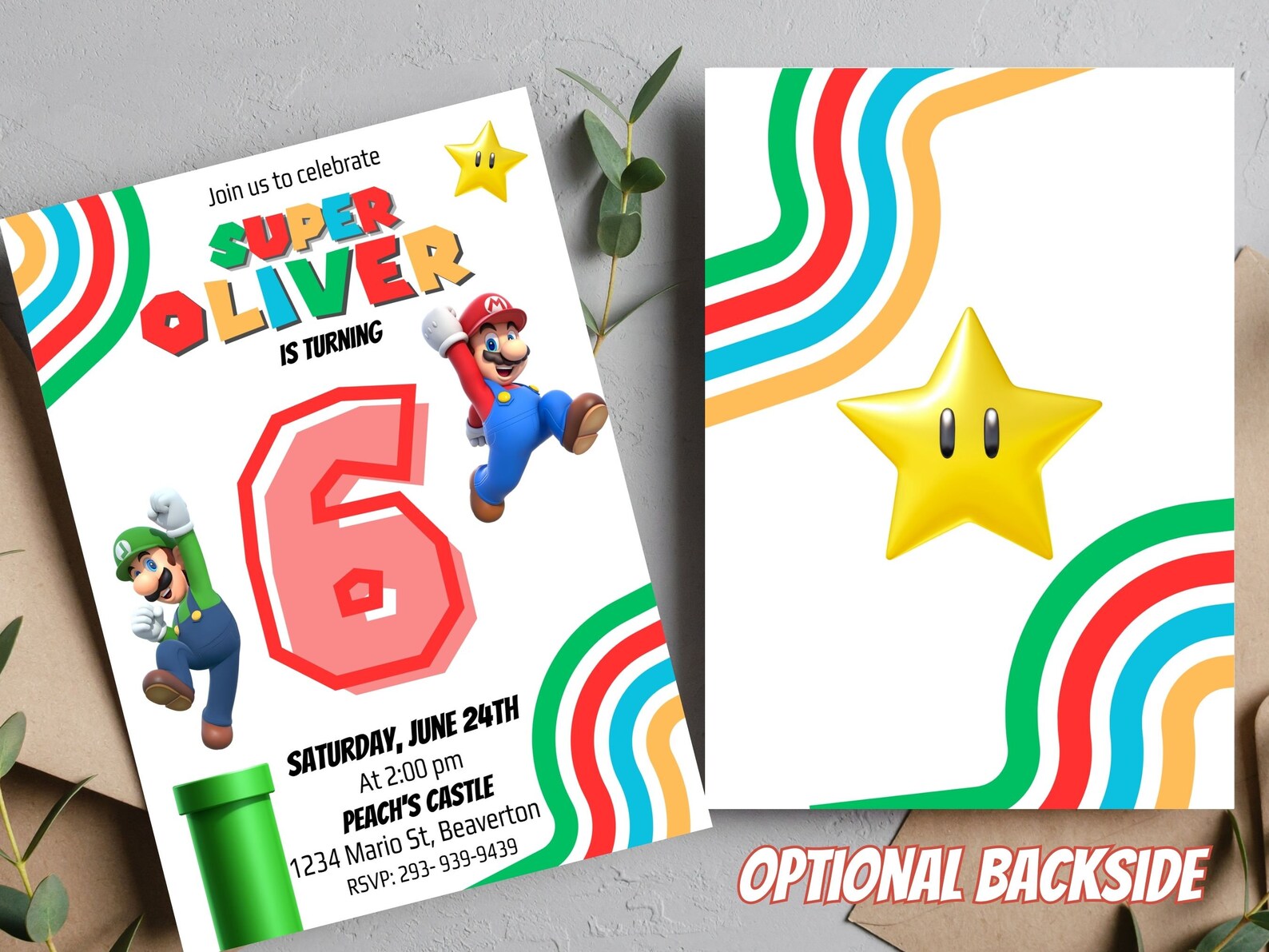 Mario Birthday Invitation, Super Mario Party, Mario Party Invitation ...