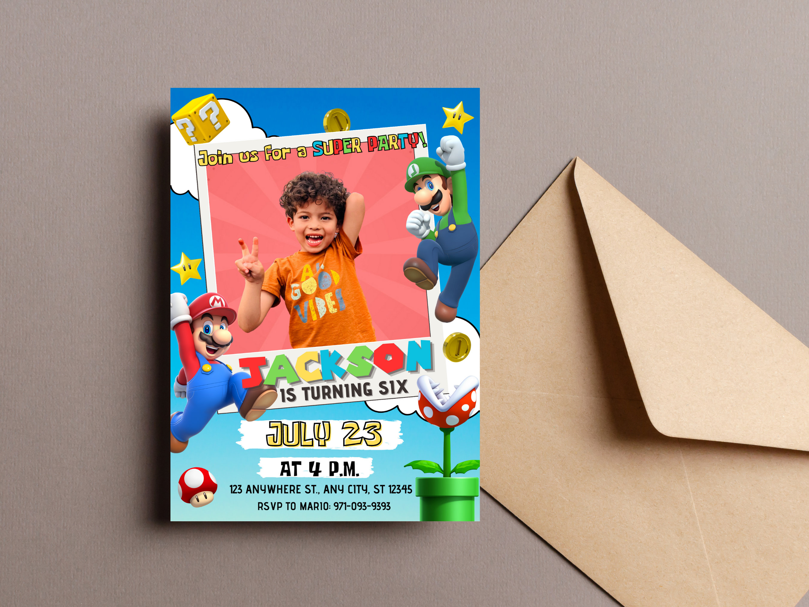Super Mario Birthday Invitation Super Mario Bros Instant - Etsy