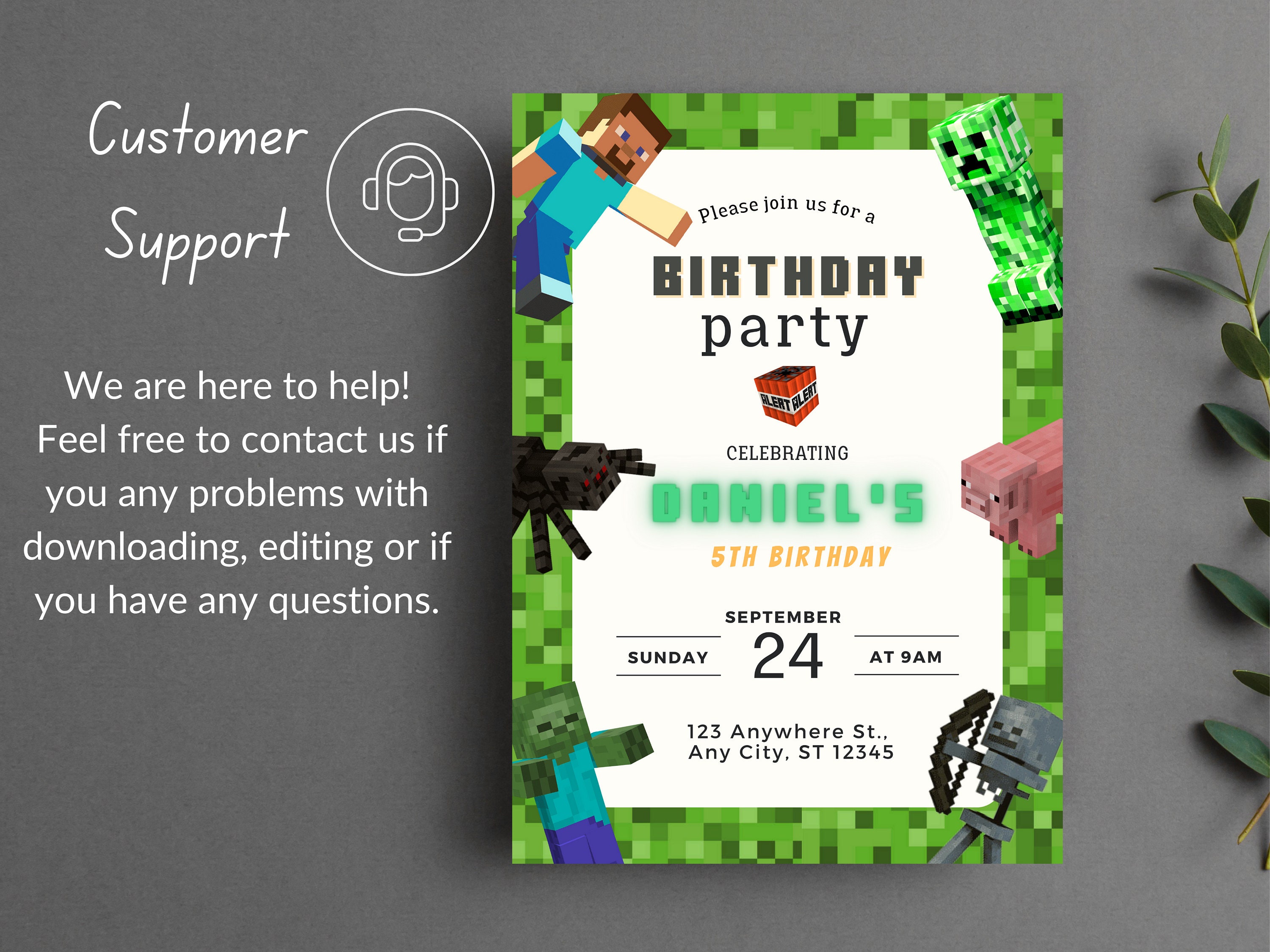 Minecrafter Birthday Invitation Minecraft Party Minecraft Invitation ...