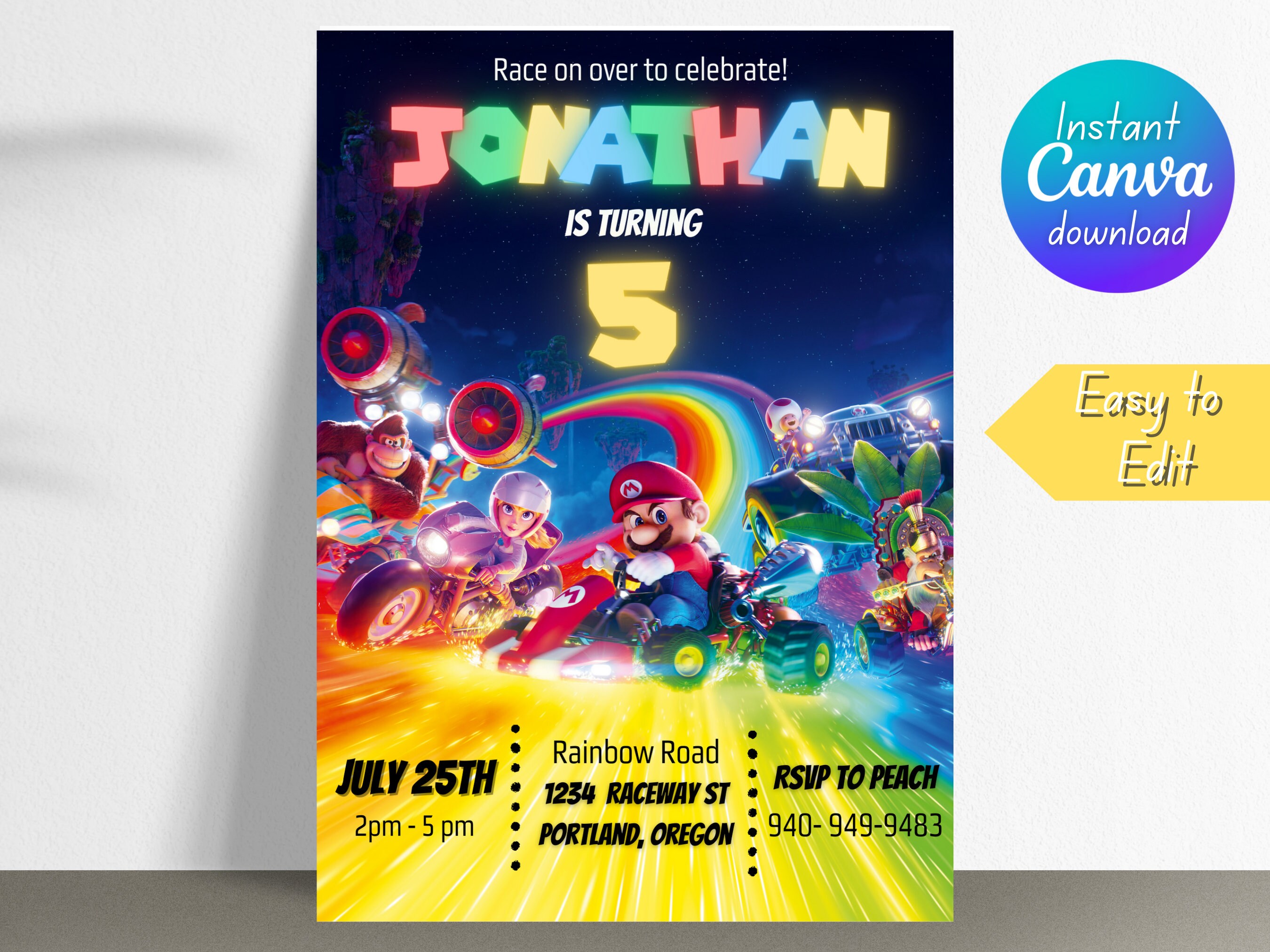 Mario Birthday Invitation, Mario Kart Invitation, Super Mario ...