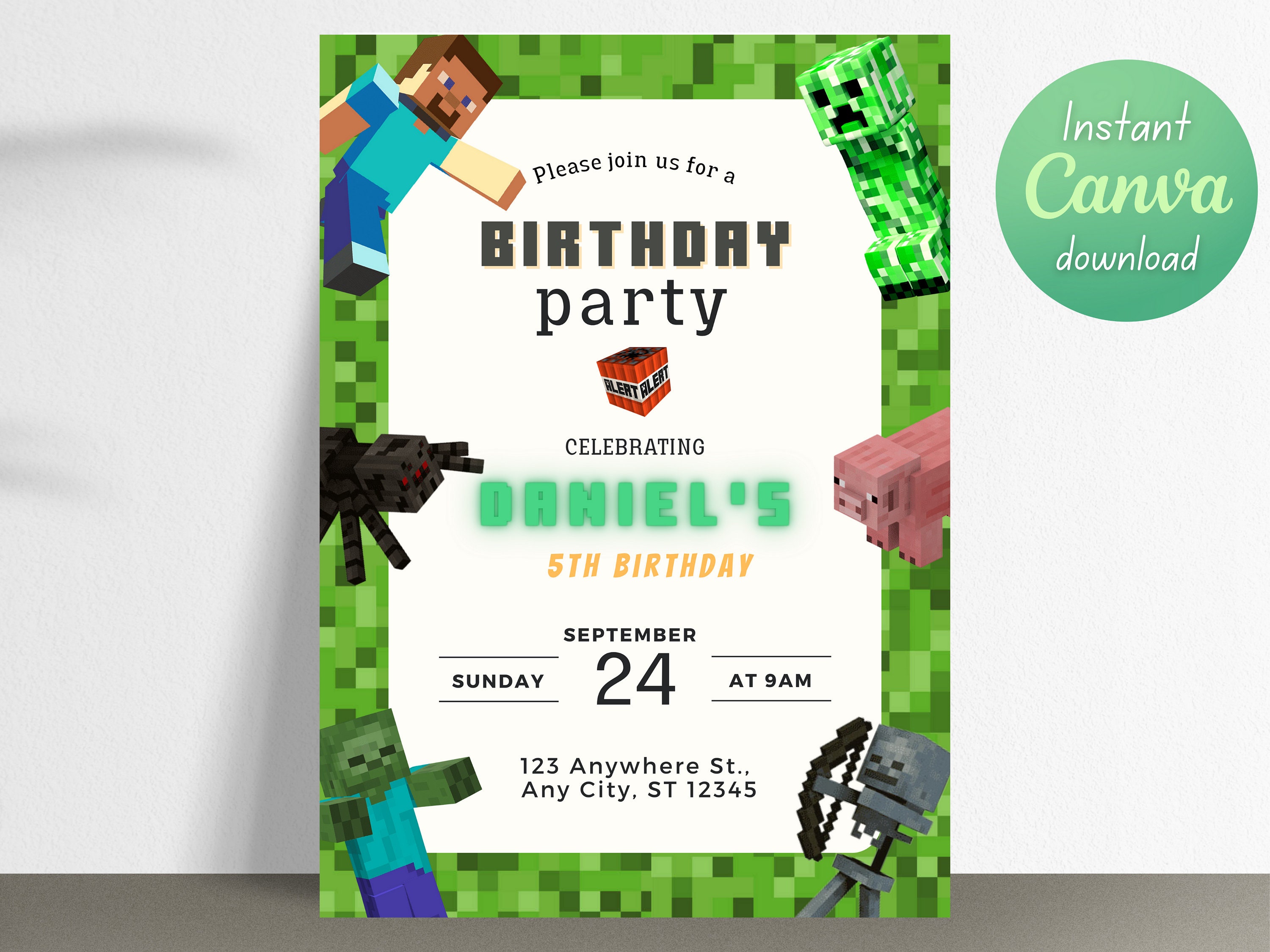 Minecrafter Birthday Invitation Minecraft Party Minecraft Invitation ...