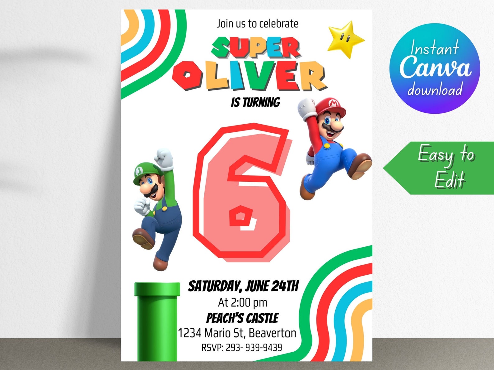 Mario Birthday Invitation Super Mario Party Mario Party - Etsy