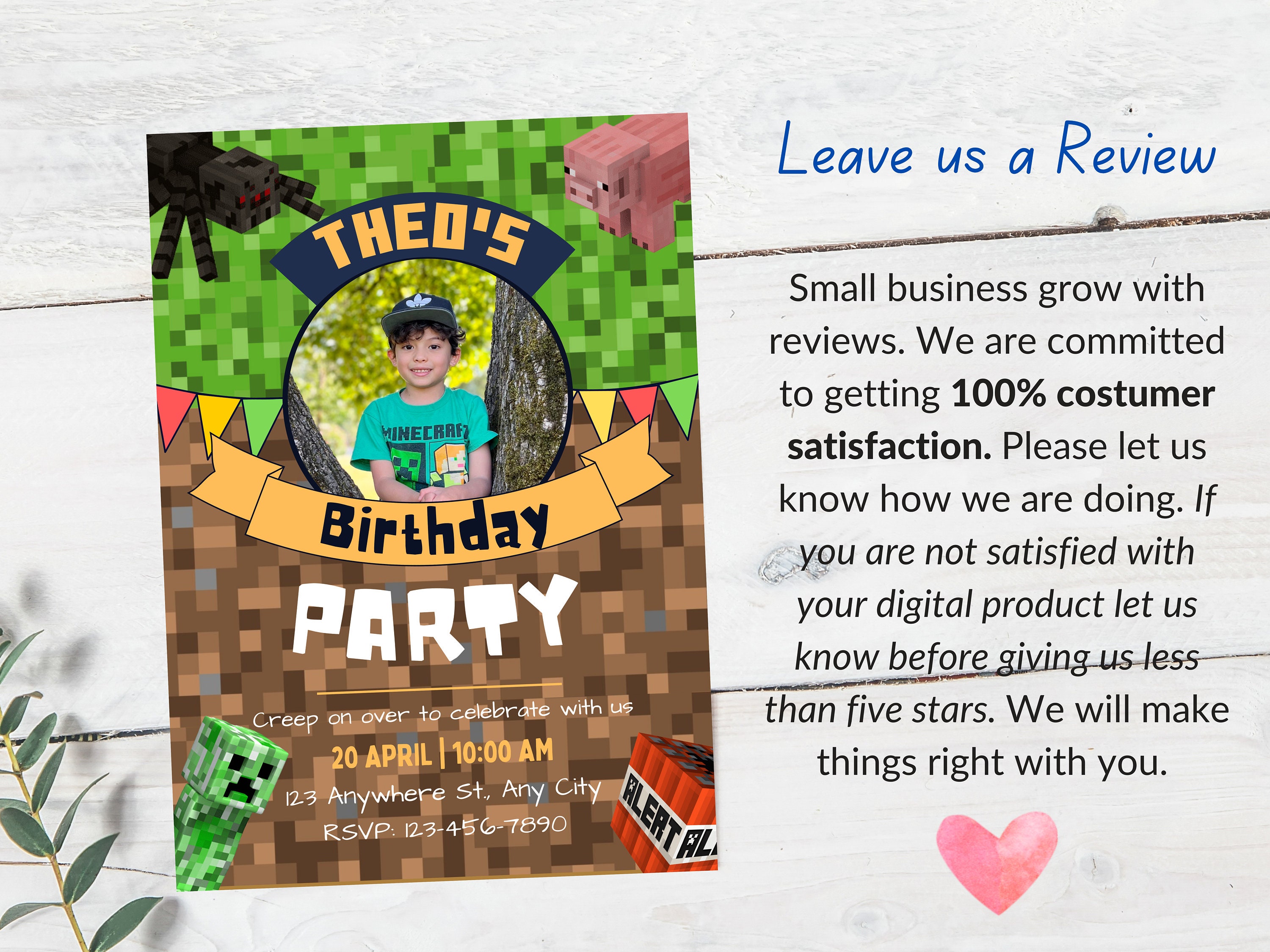 Minecrafter Birthday Invitation | Minecraft Party Invitation ...