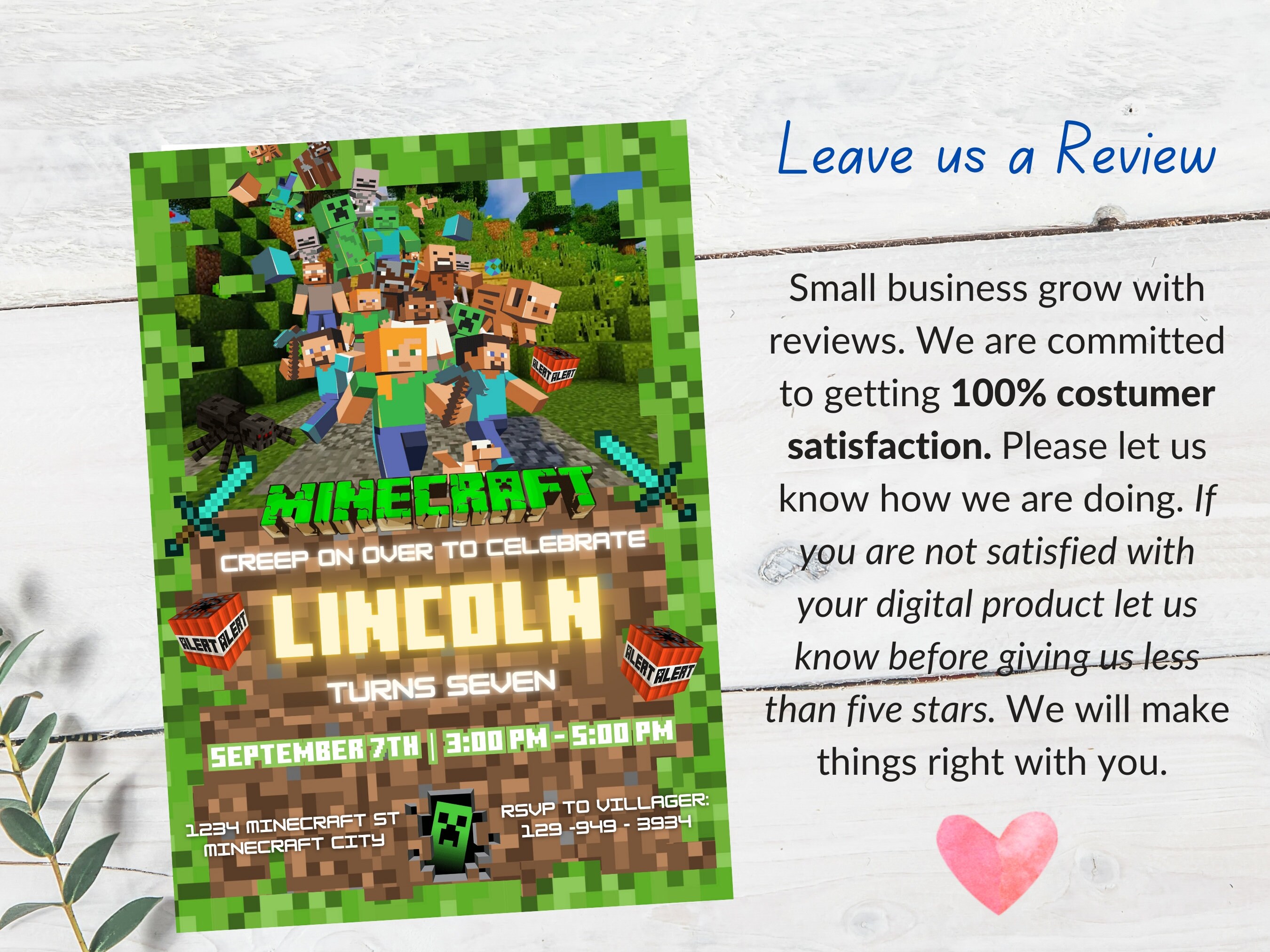 Minecrafter Birthday Invitation Minecraft Party Minecrafter Birthday ...