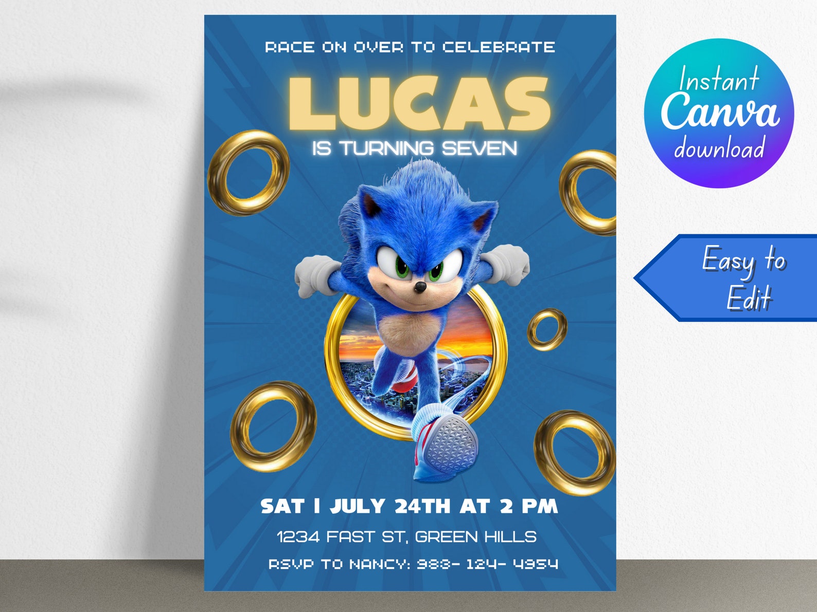Sonic the Hedgehog Birthday Invitation Sonic Birthday Invitation ...