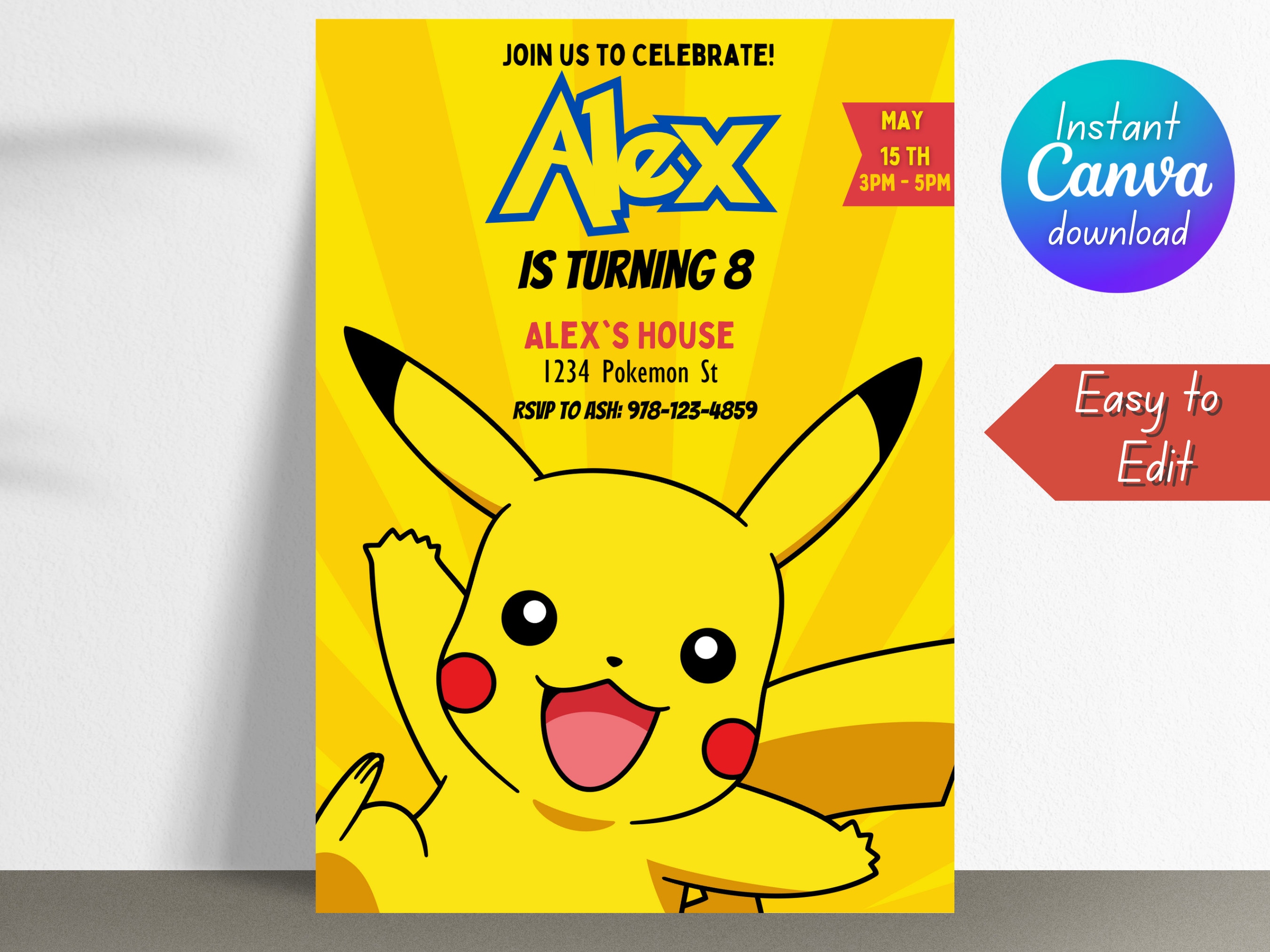 Invitación de Pokémon invitación de Pikachu invitación de - Etsy México