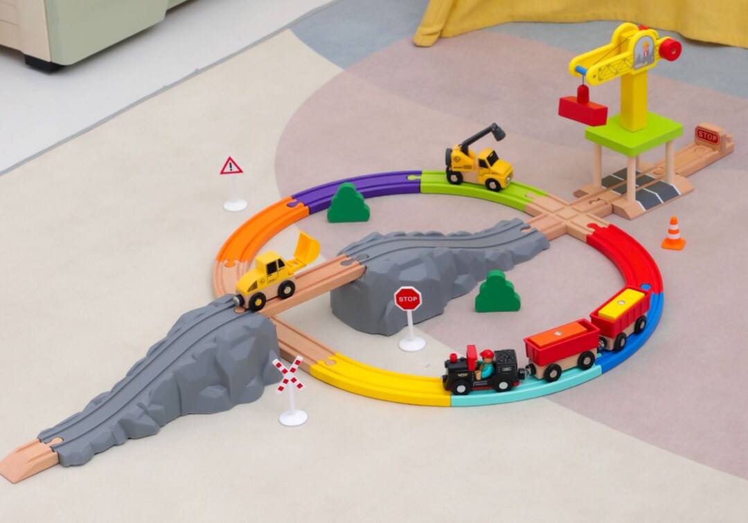 Wooden Children's Small Train Track Easy Entry City - Etsy