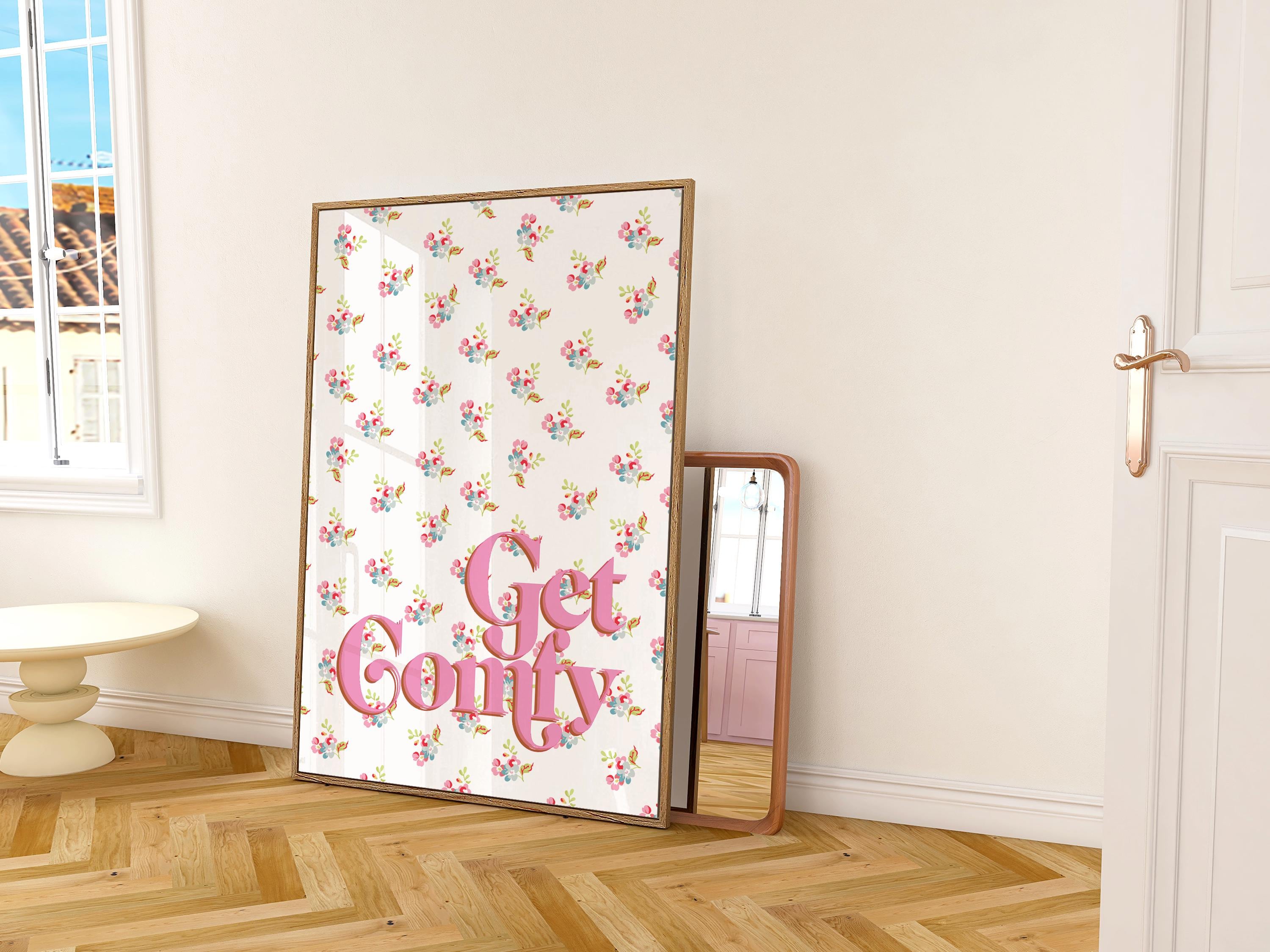 Get Comfy Print, Coquette Printable Art, Vintage Floral Print, Shabby ...