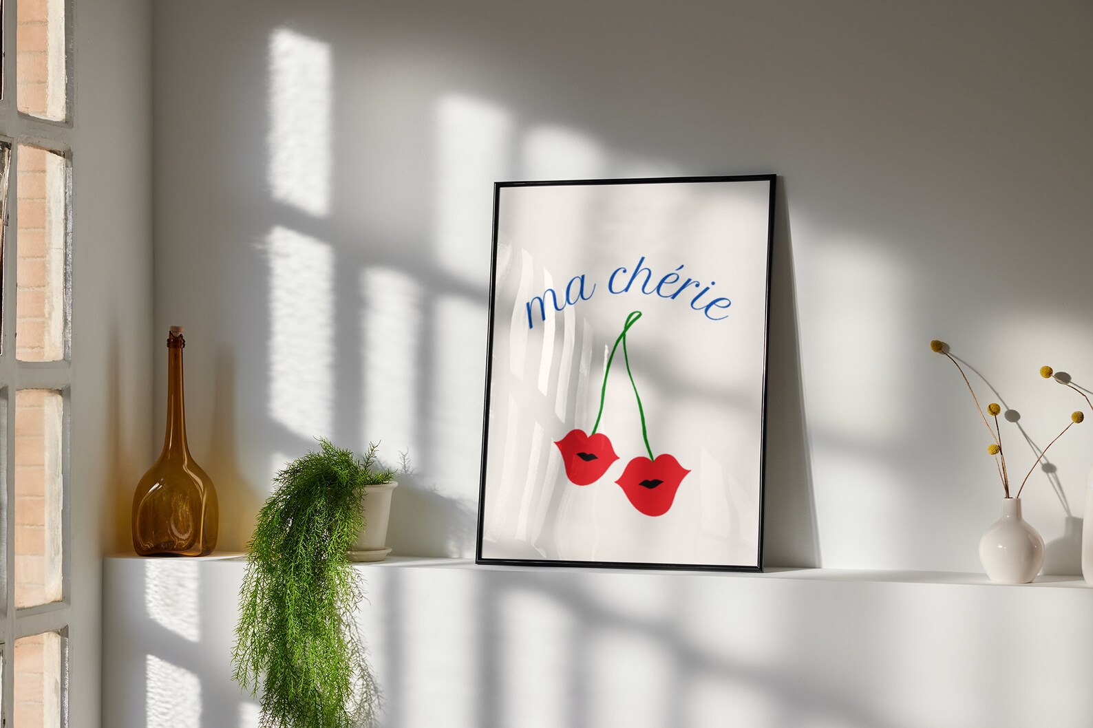 Ma Cherie DIGITAL PRINT | Trendy Cherry Print | Retro Cherries Poster ...