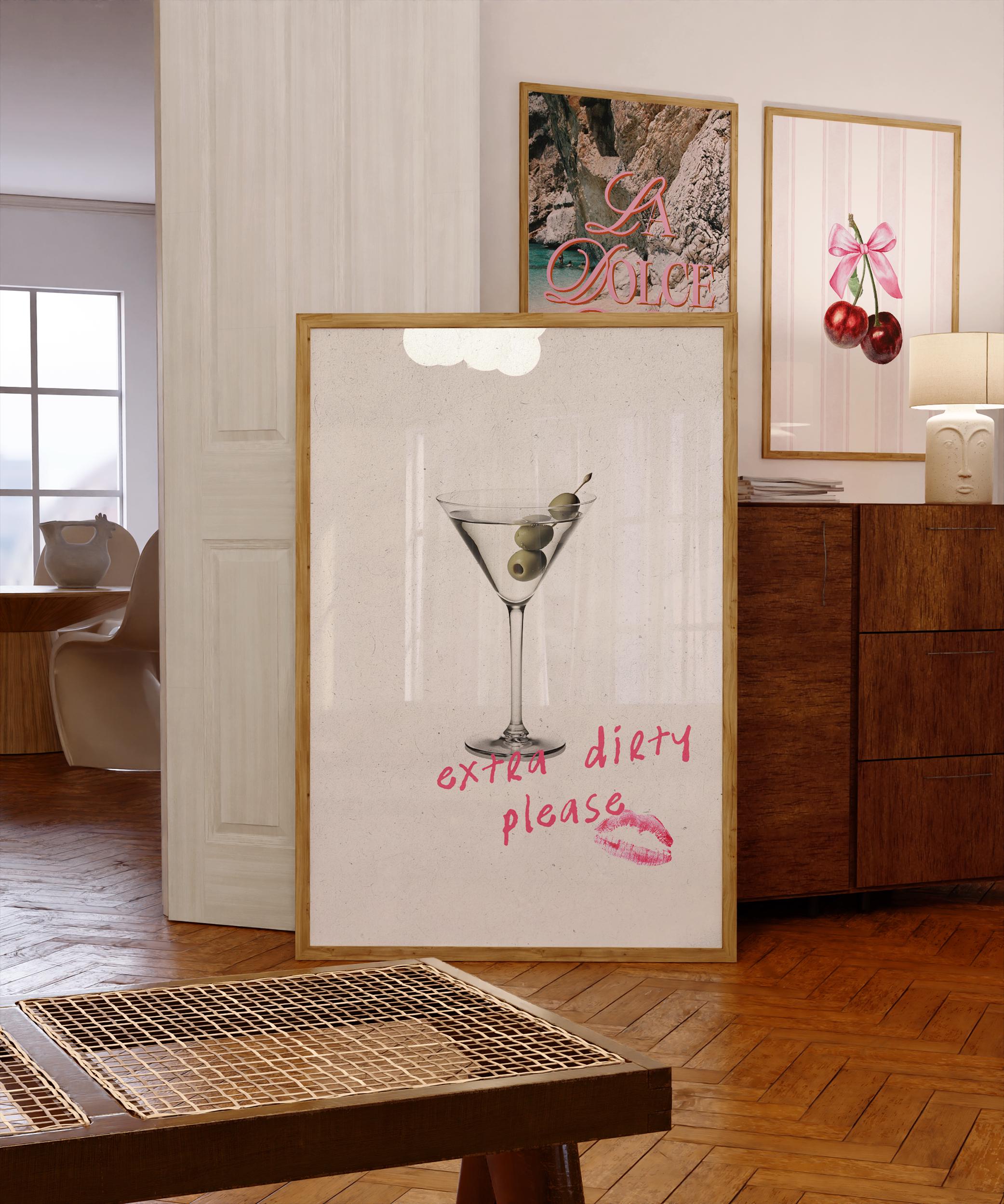 Extra Dirty Martini Poster, Aesthetic Cocktail Printable, Trendy ...