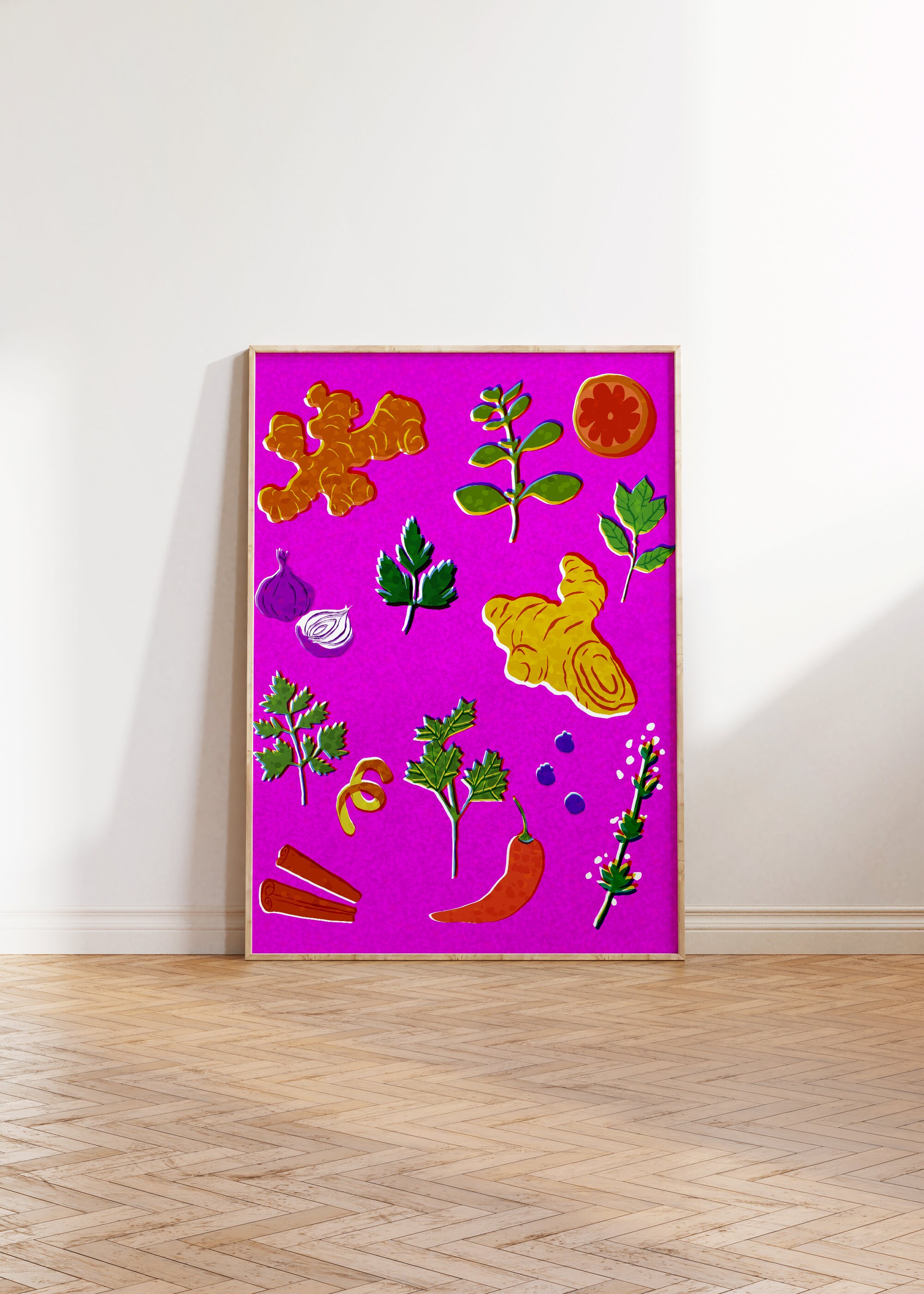 Herbs & Spices Riso Digital Download | Kitchen Ingredient Art Print ...