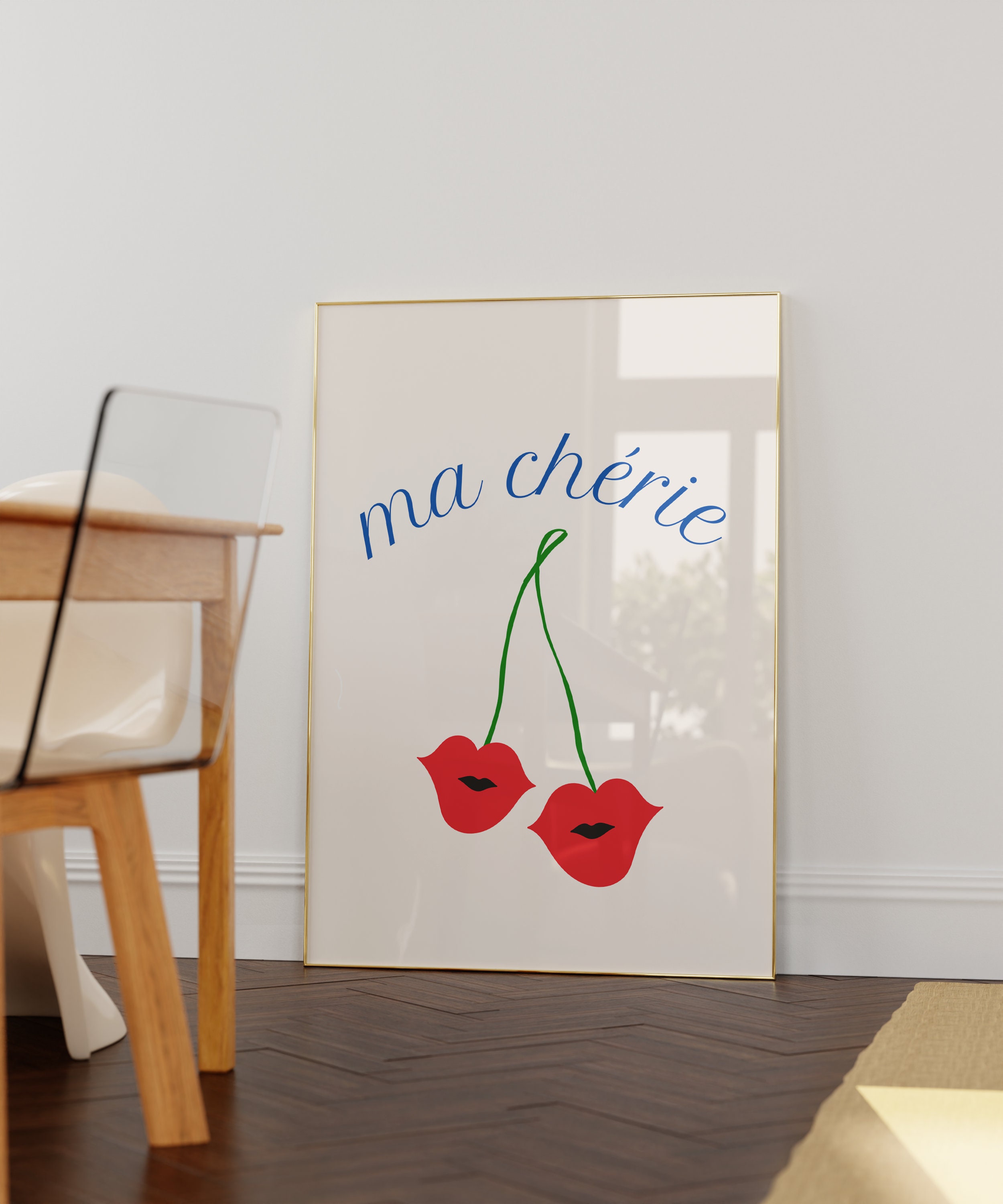 Ma Cherie DIGITAL PRINT | Trendy Cherry Print | Retro Cherries Poster ...