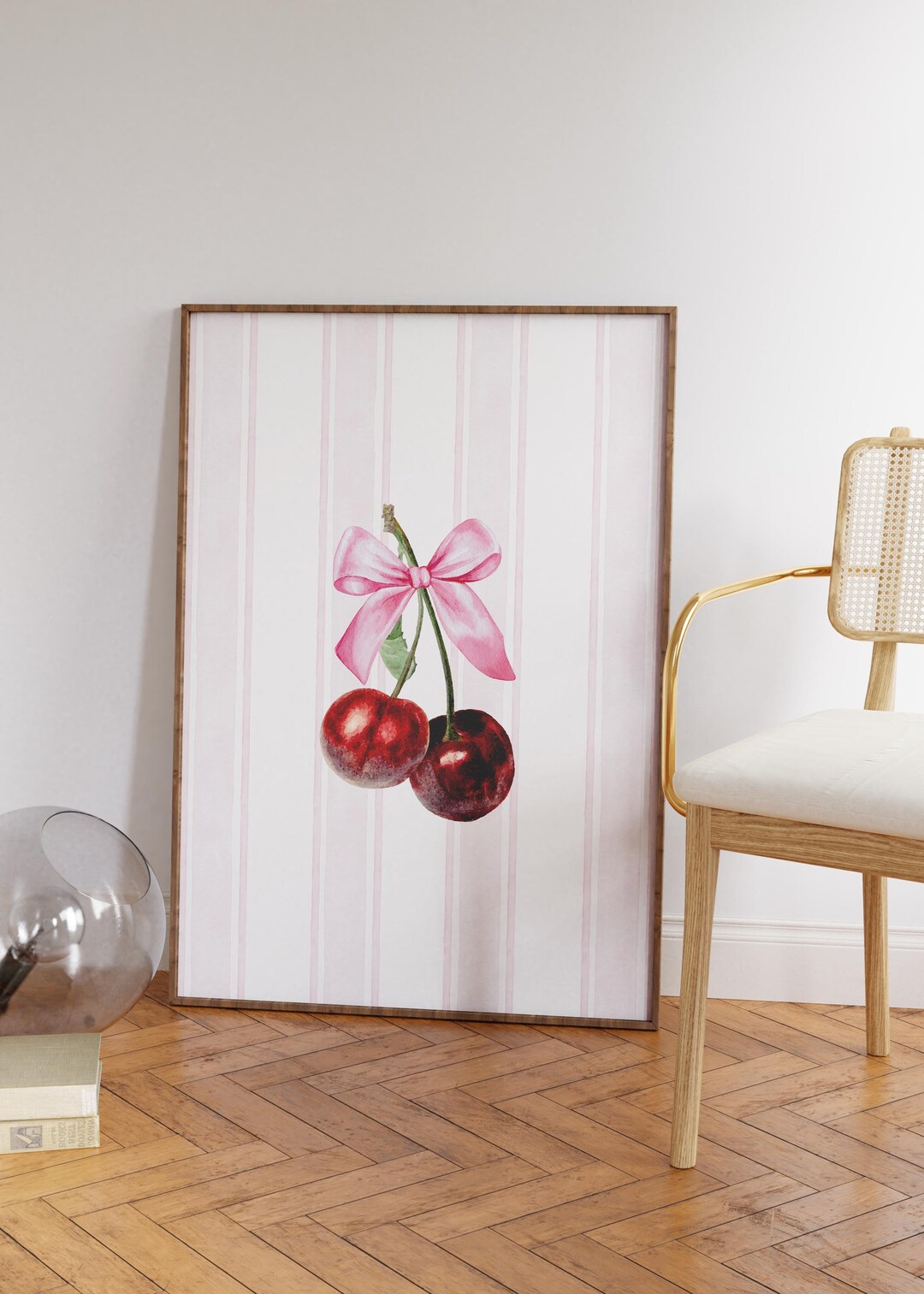 Cherry Bow Print, Coquette Bow Poster, Girly Printable Art, Pink ...