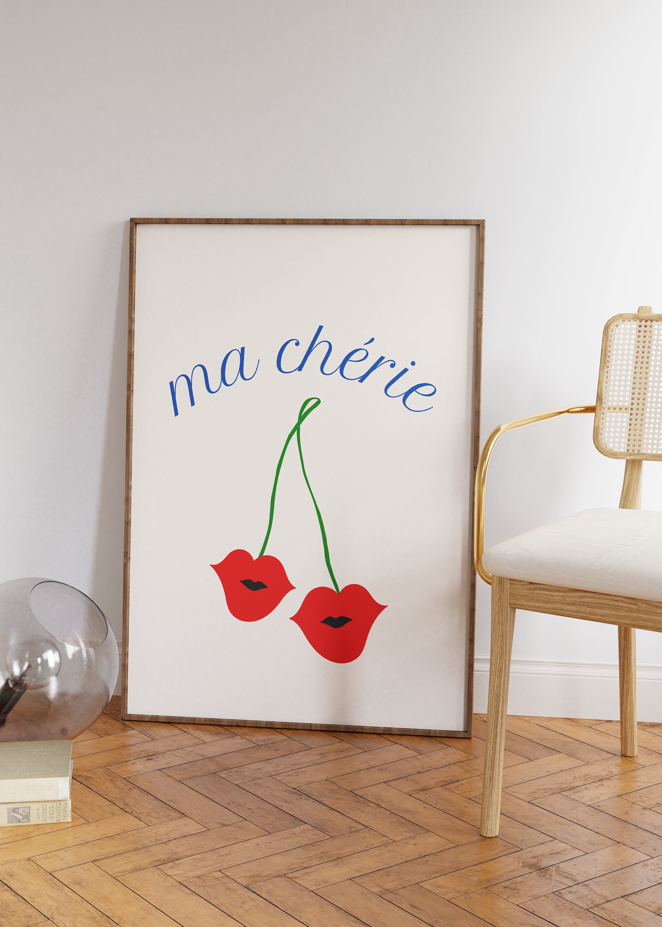 Ma Cherie DIGITAL PRINT | Trendy Cherry Print | Retro Cherries Poster ...