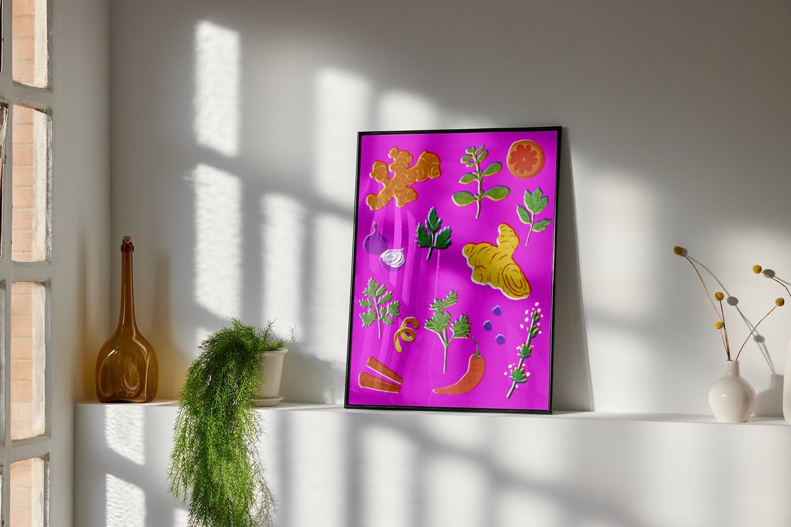 Herbs & Spices Riso Digital Download | Kitchen Ingredient Art Print ...