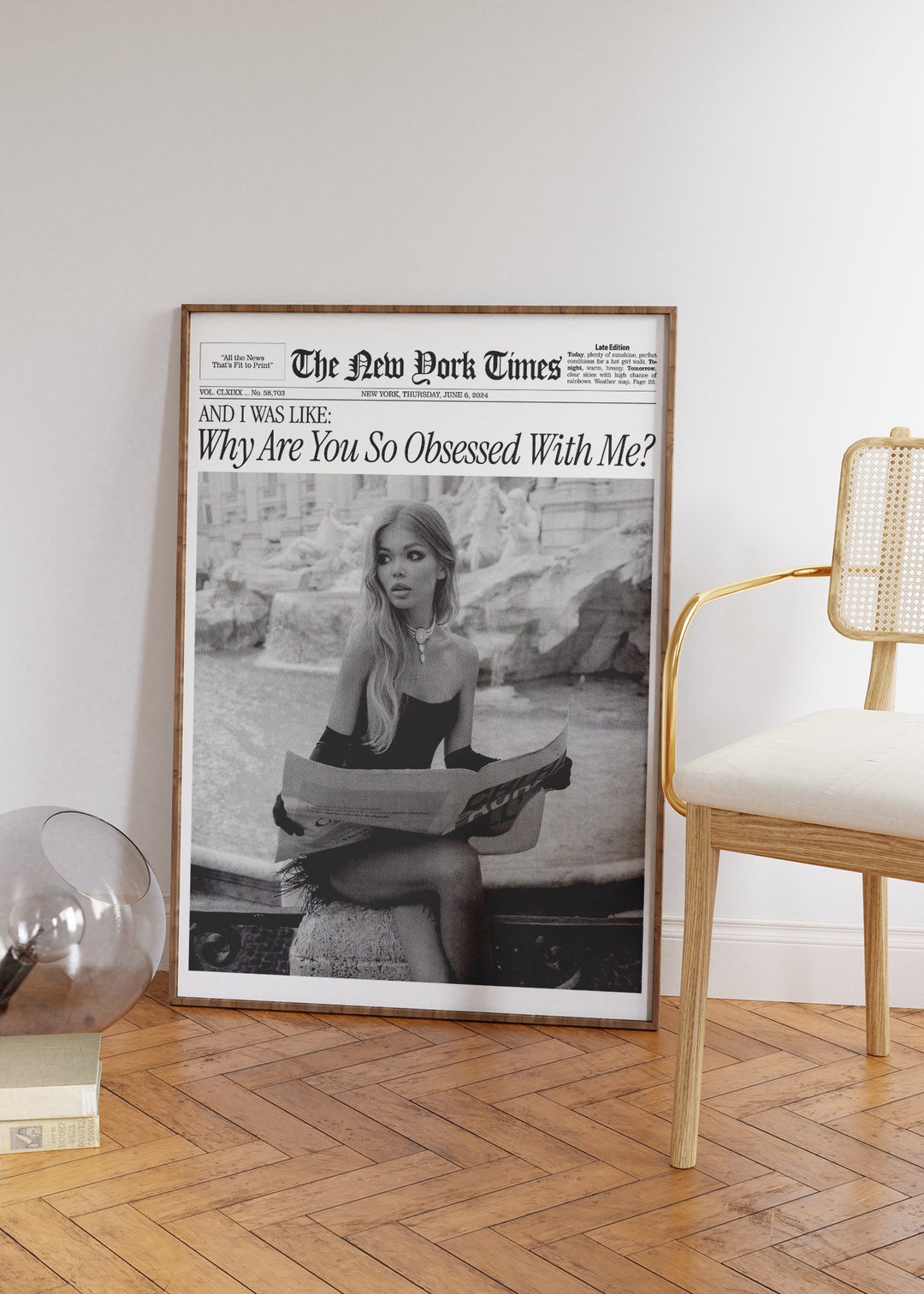 Trendy Newspaper Print, New York Times Printable, Preppy Wall Art ...