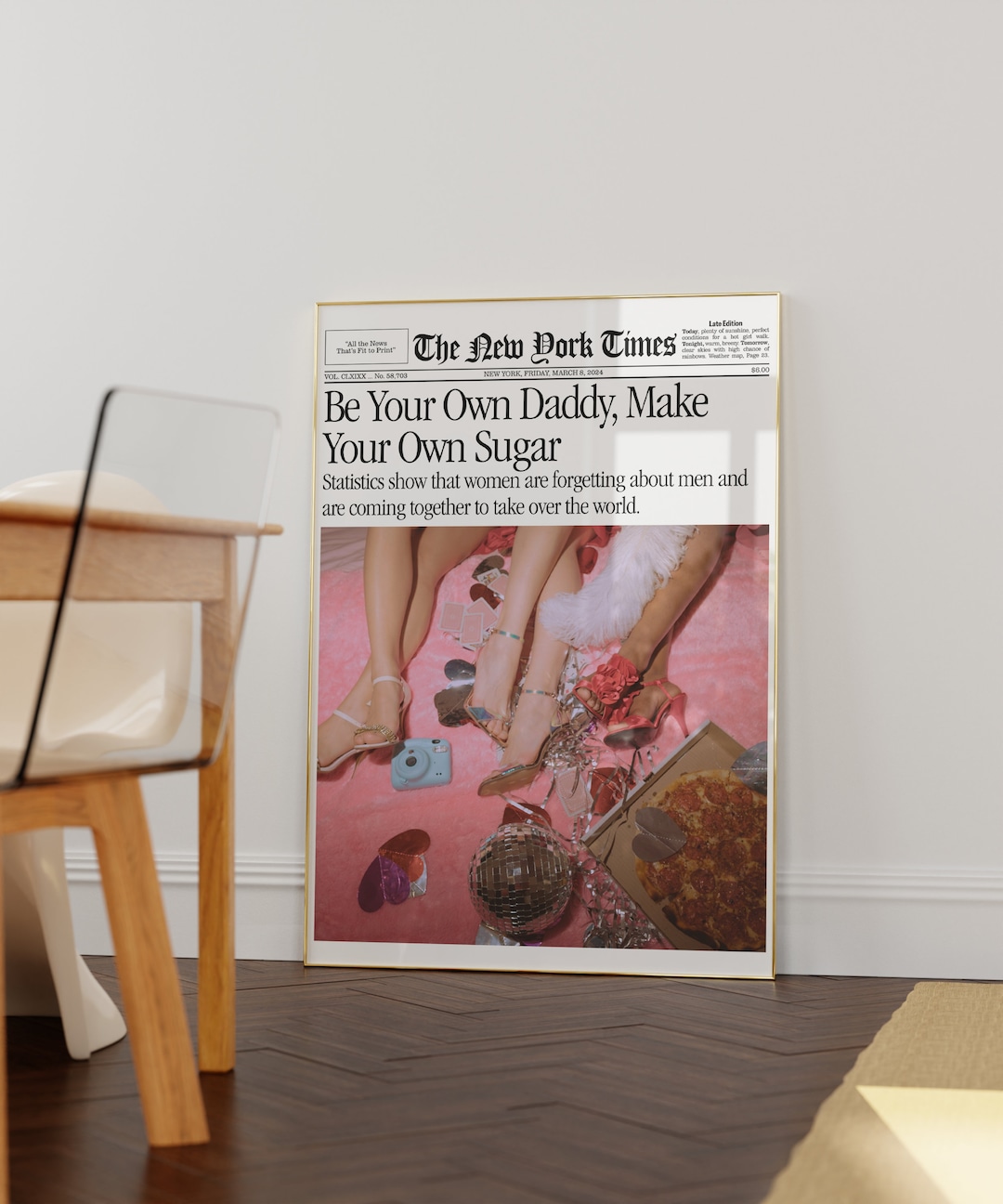 Trendy Newspaper Print, Retro New York Times Printable, Aesthetic Bar ...