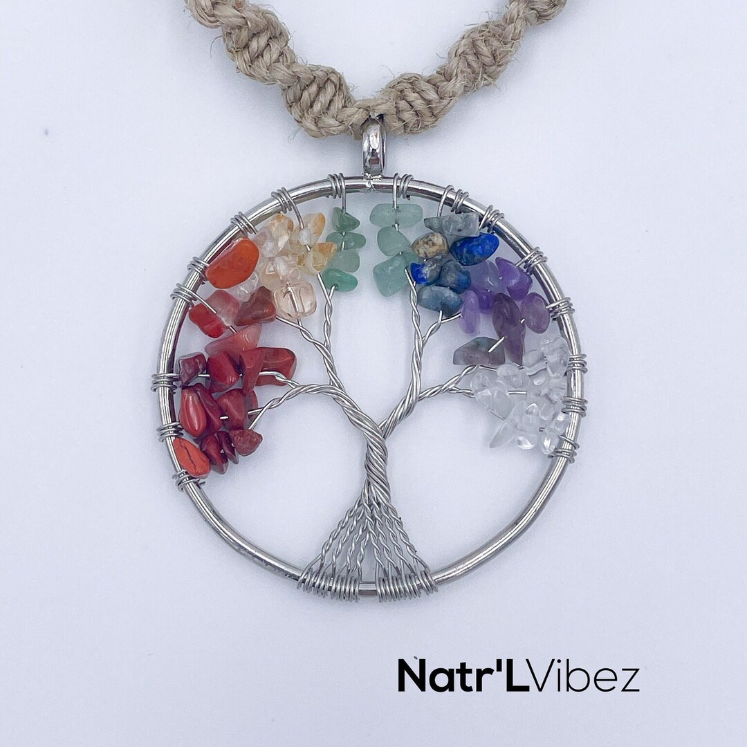 Pride Tree of Life Chakra Pendant, Hemp Macrame Necklace - Etsy