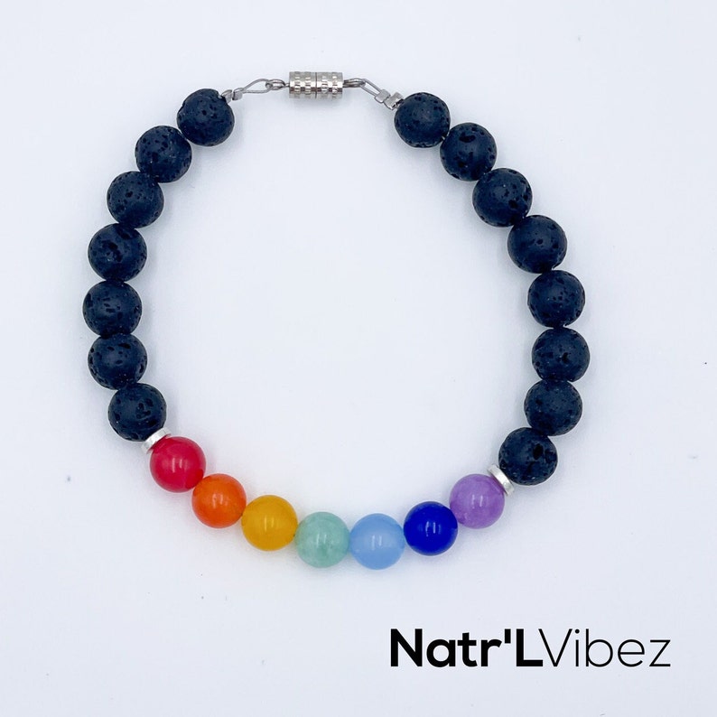 LGBTQ Pride Bracelet, Rainbow Jade & Lava Stone Beads - Etsy