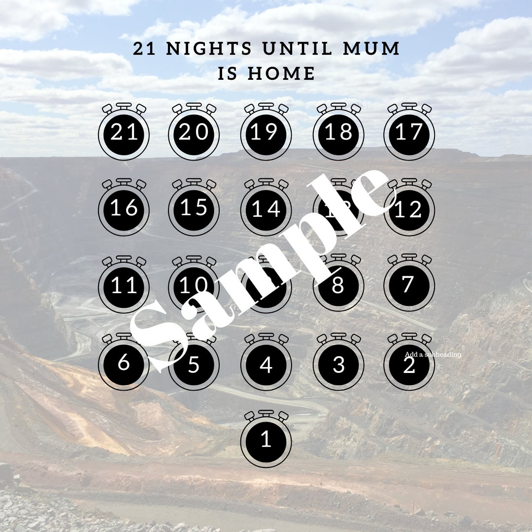 21 Nights FIFO Countdown Calander for Mum | Instant Download PDF for ...