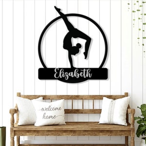 Personalized Gymnastics Metal Sign, Girl Gymnastics Sign, Custom Name ...