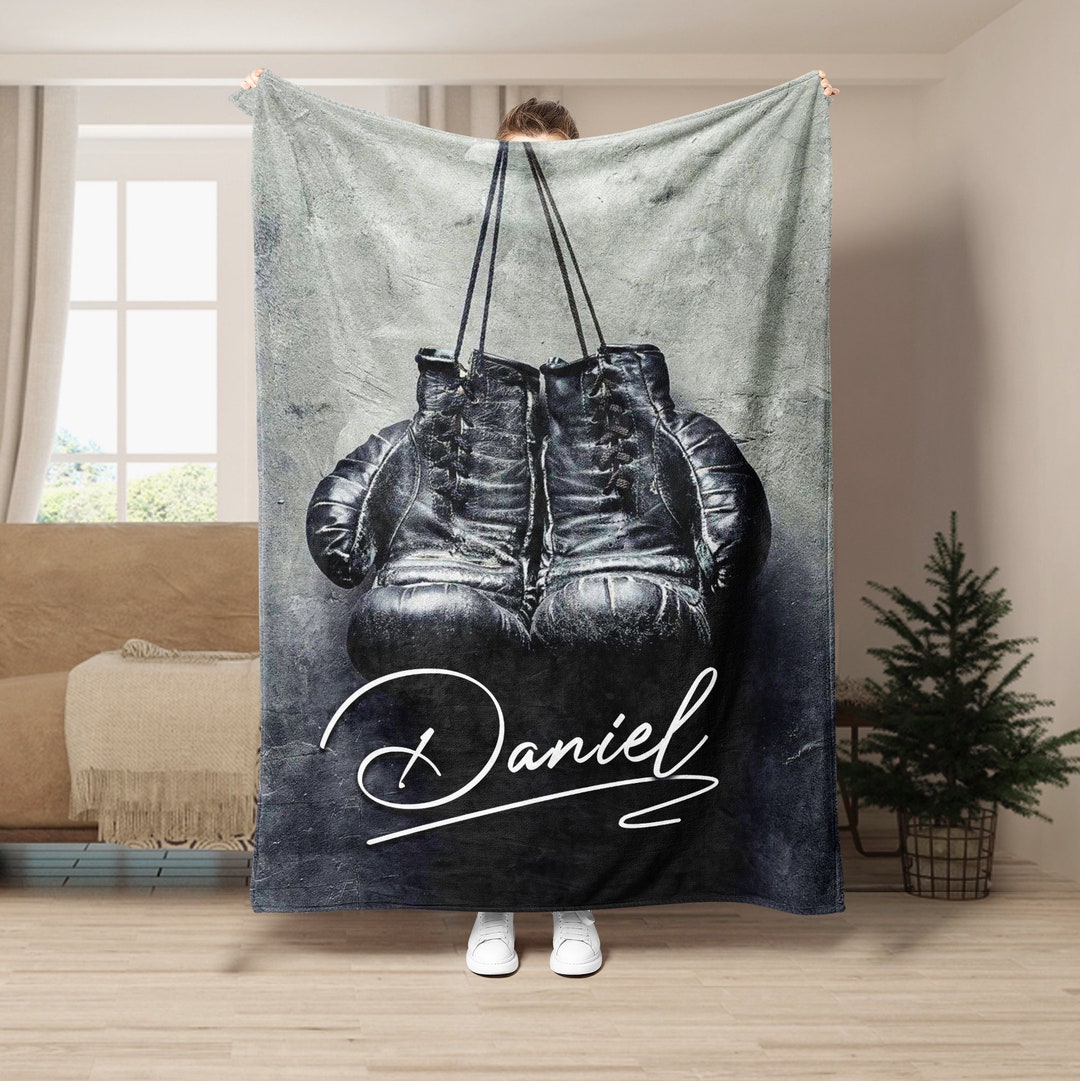 Personalized Boxing Blanket, Boxing Gloves Soft Cozy Sherpa Fleece ...