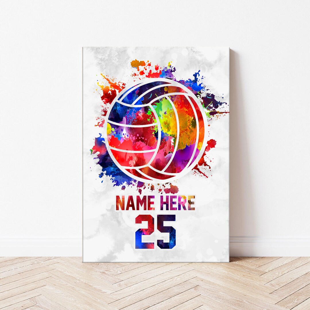 Personalized Volleyball Poster/canvas, Watercolor Volleyball Wall Art ...