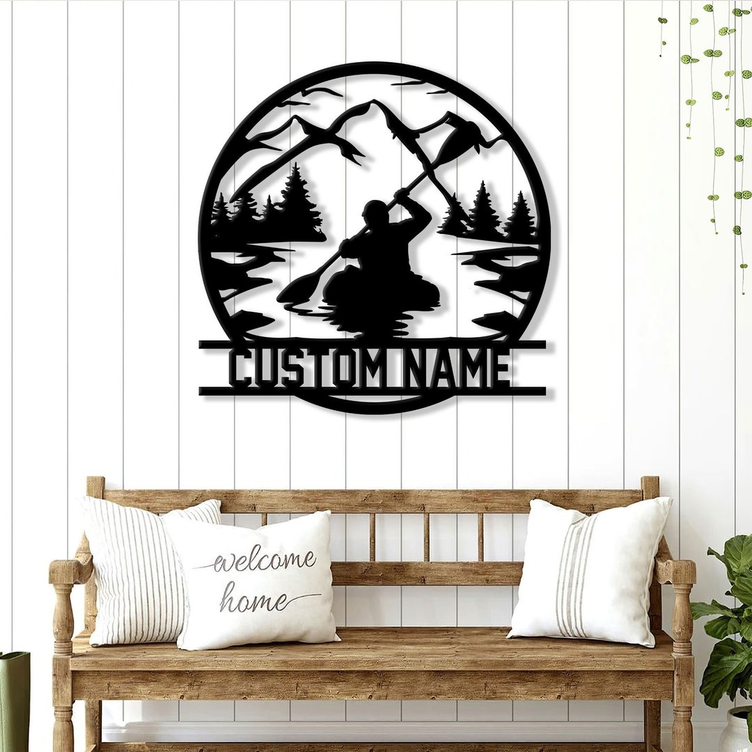 Personalized Kayak Metal Sign, Kayak Enthusiast Sign, Custom Name Room ...