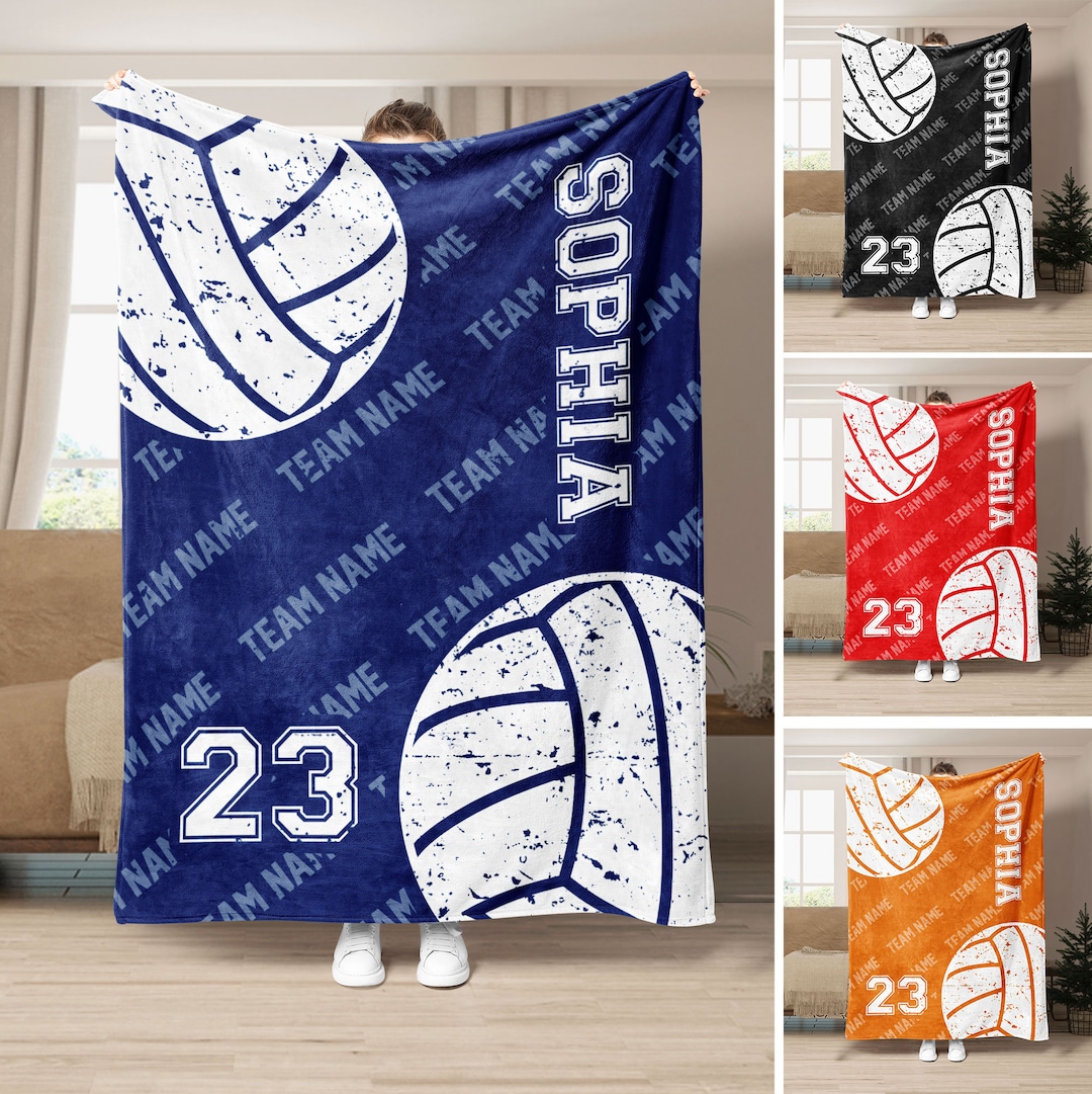 Personalized Volleyball Blanket, Custom Volleyball Team Name Soft Cozy ...